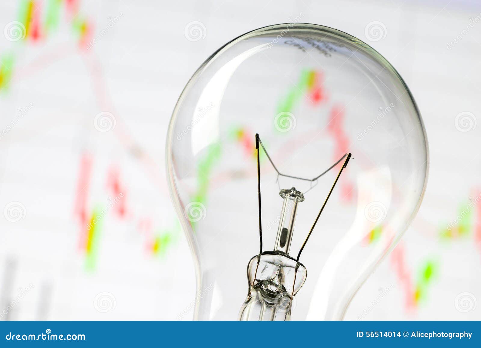Business Success with Stock Graph and Light Bulb Stock Photo - Image of ...