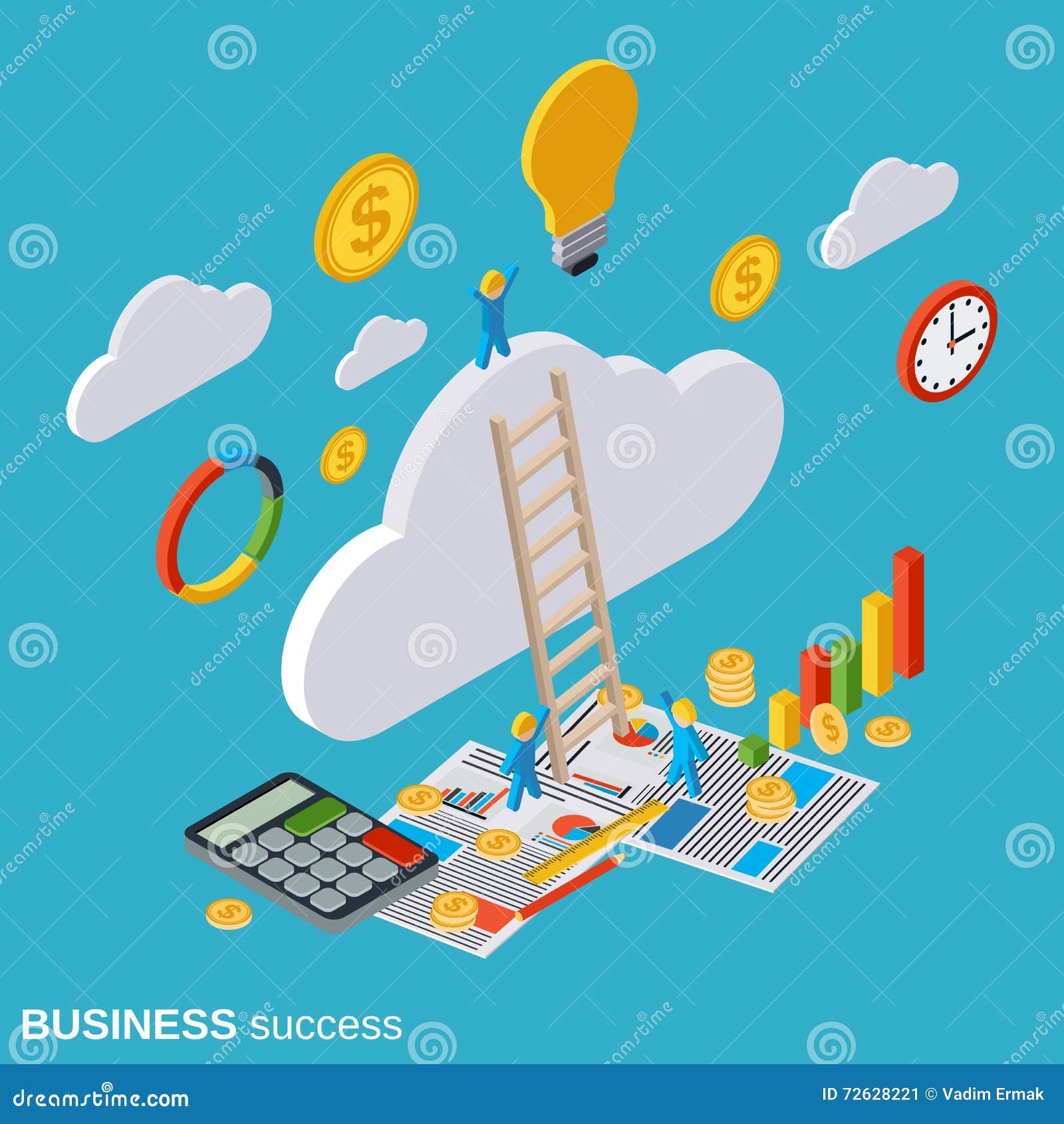 Business Success Vector Concept Stock Vector - Illustration of coin ...