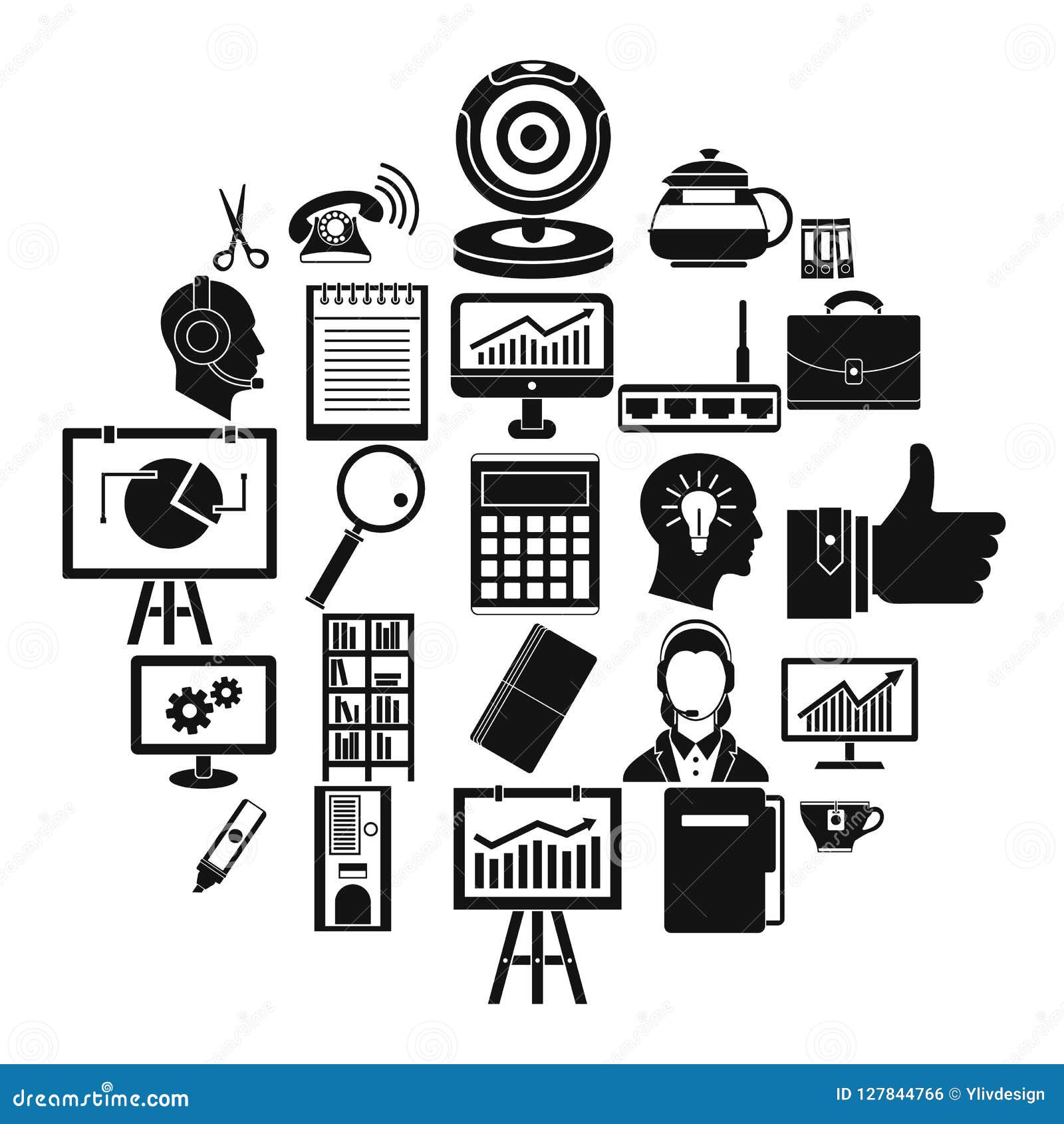 Business Support Icons Set, Simple Style Stock Vector - Illustration of ...