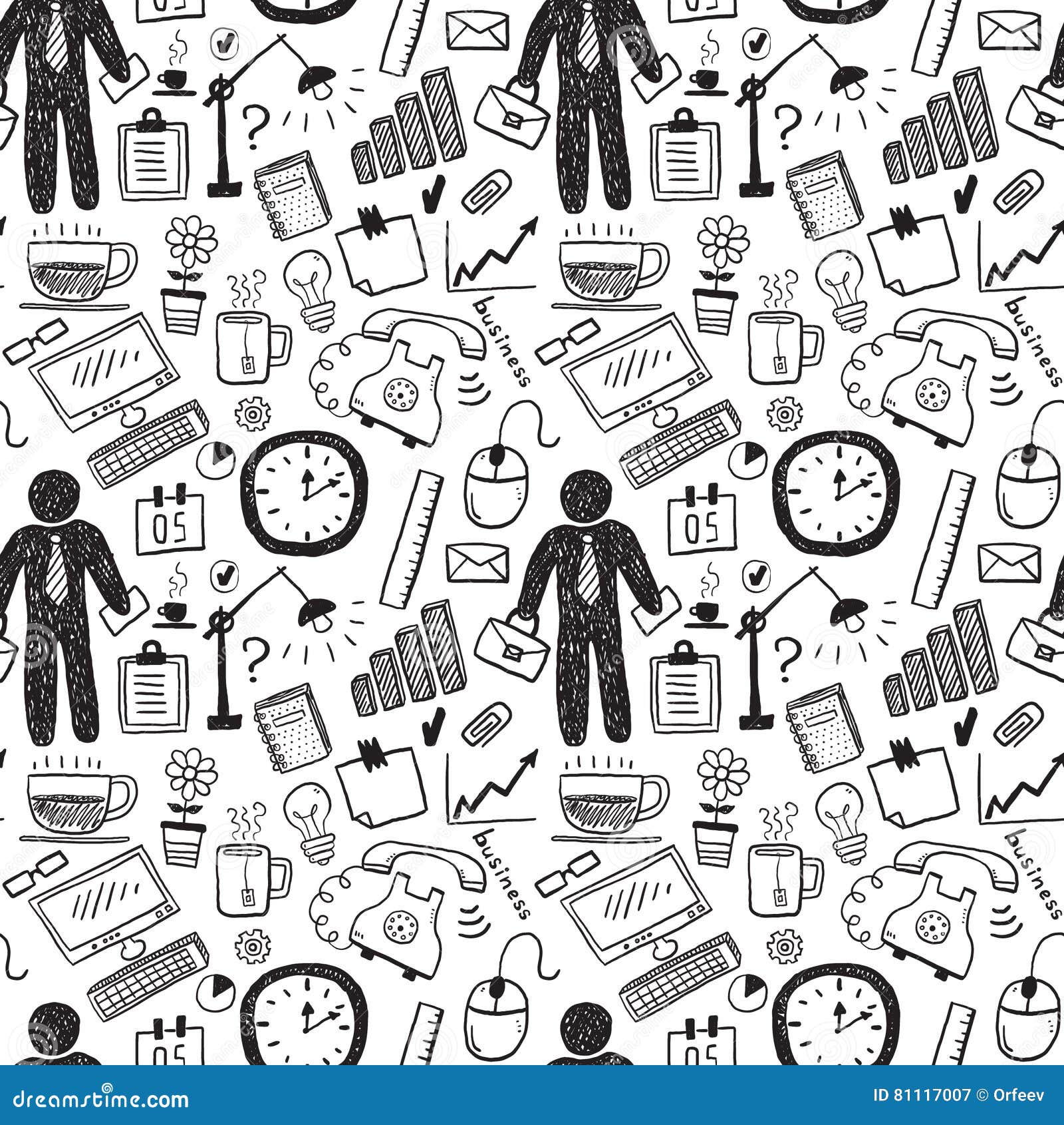 Business Symbols Seamless Background Stock Vector - Illustration of ...