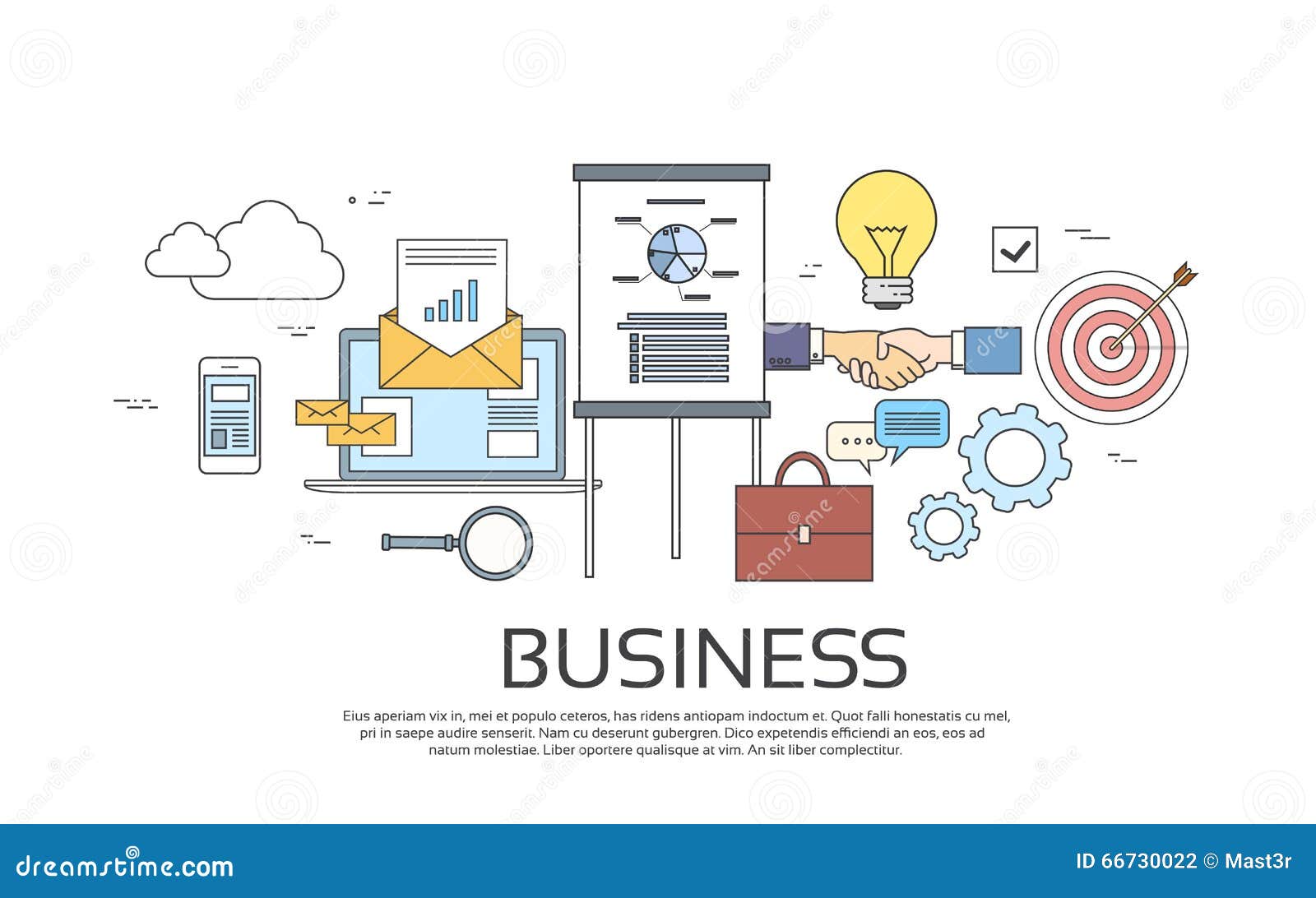 Business Symbols Success Idea Thin Line Concept Stock Vector ...