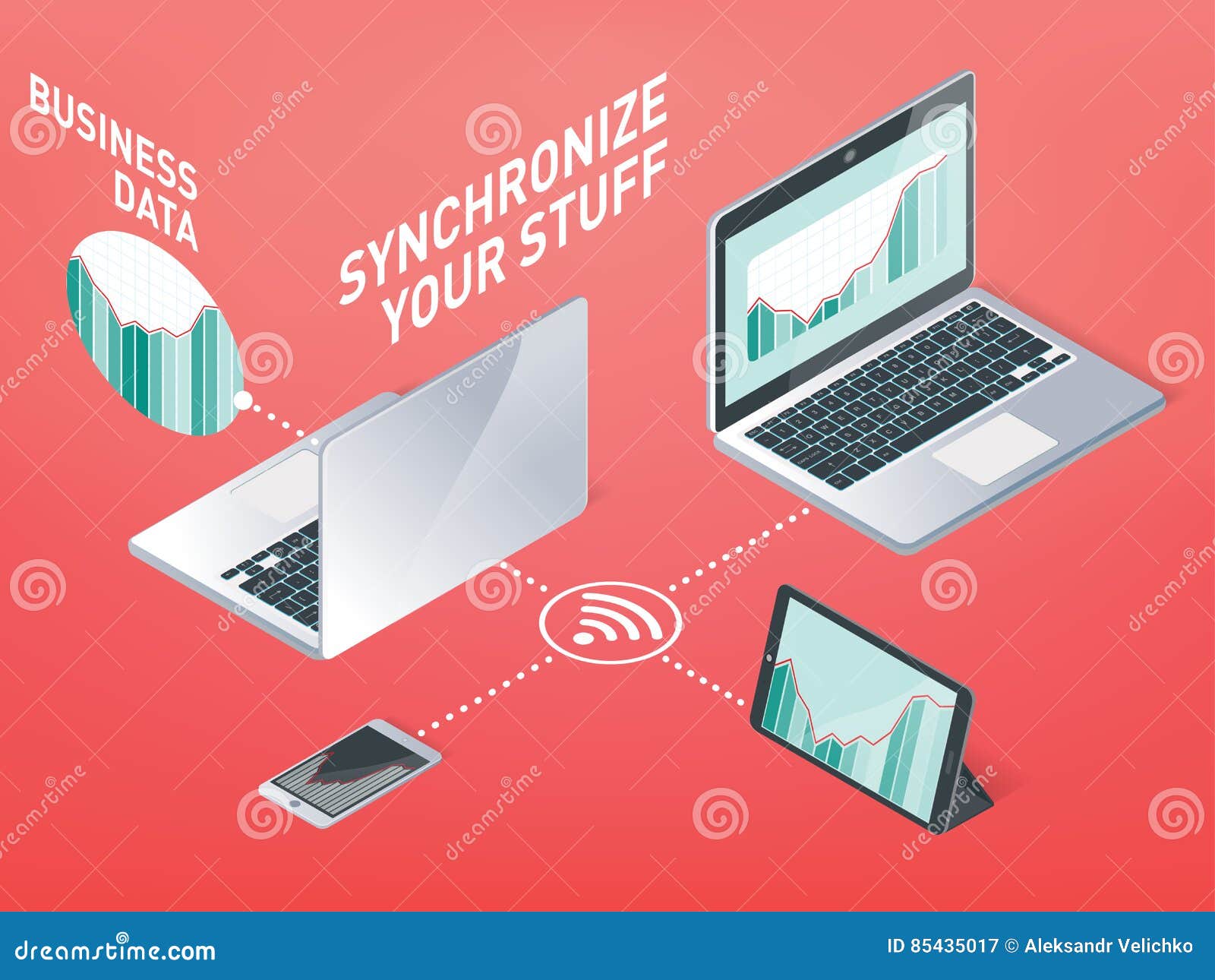 Business synchronization stock vector. Illustration of screen - 85435017