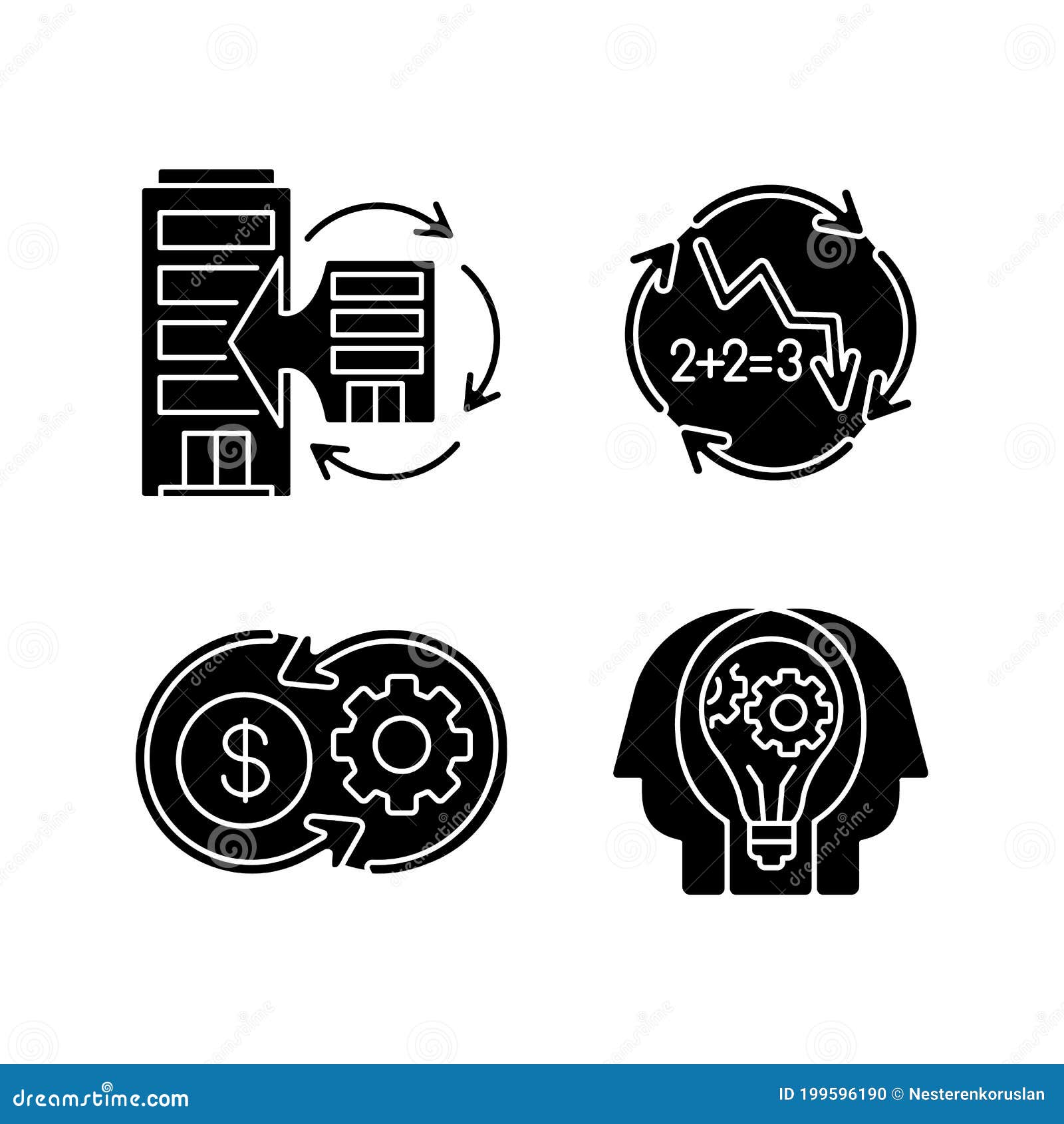 Business Synergy Black Glyph Icons Set on White Space Stock Vector ...