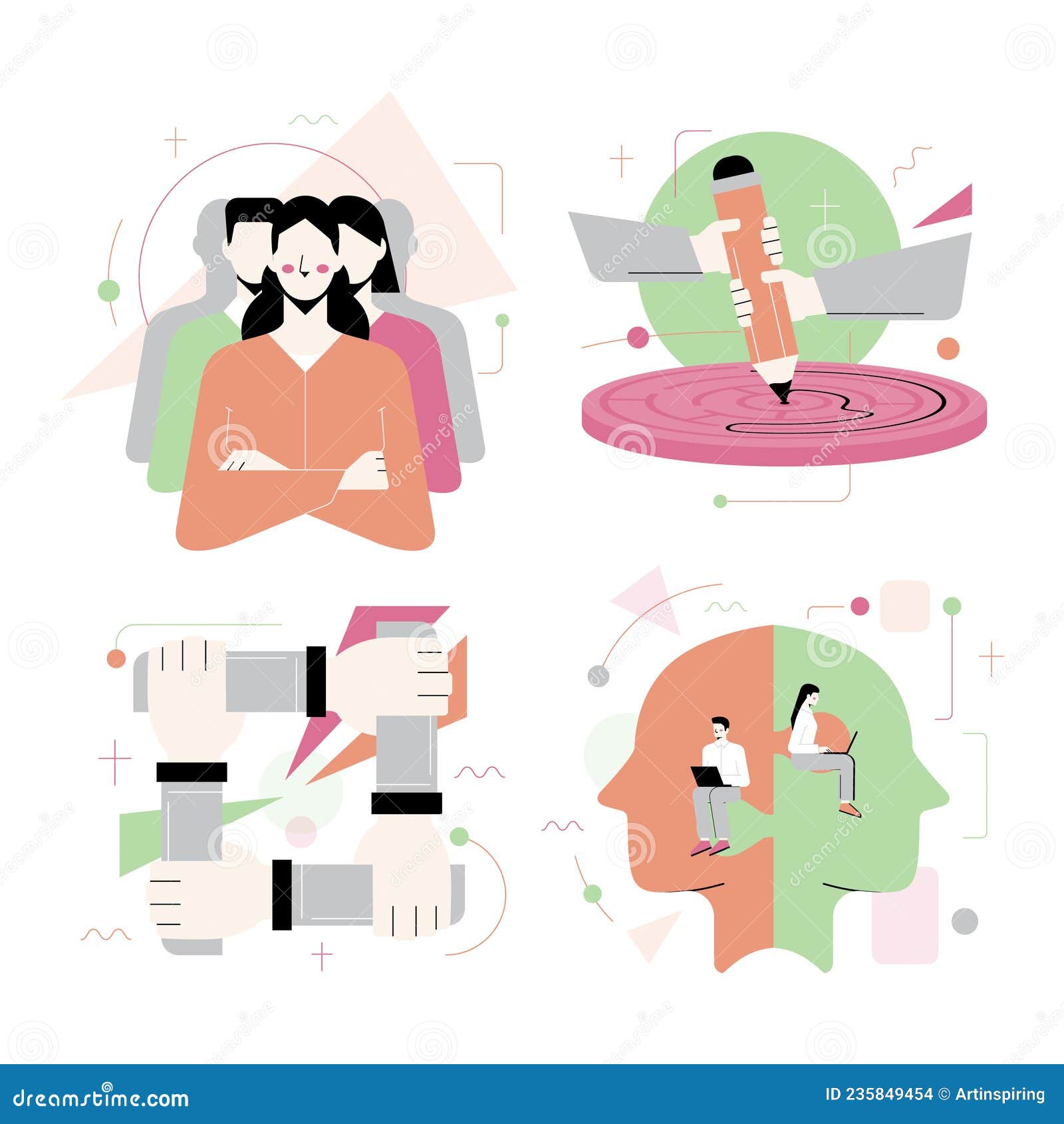 Business Synergy Concept Set. Collaboration and Teamwork Stock Vector ...