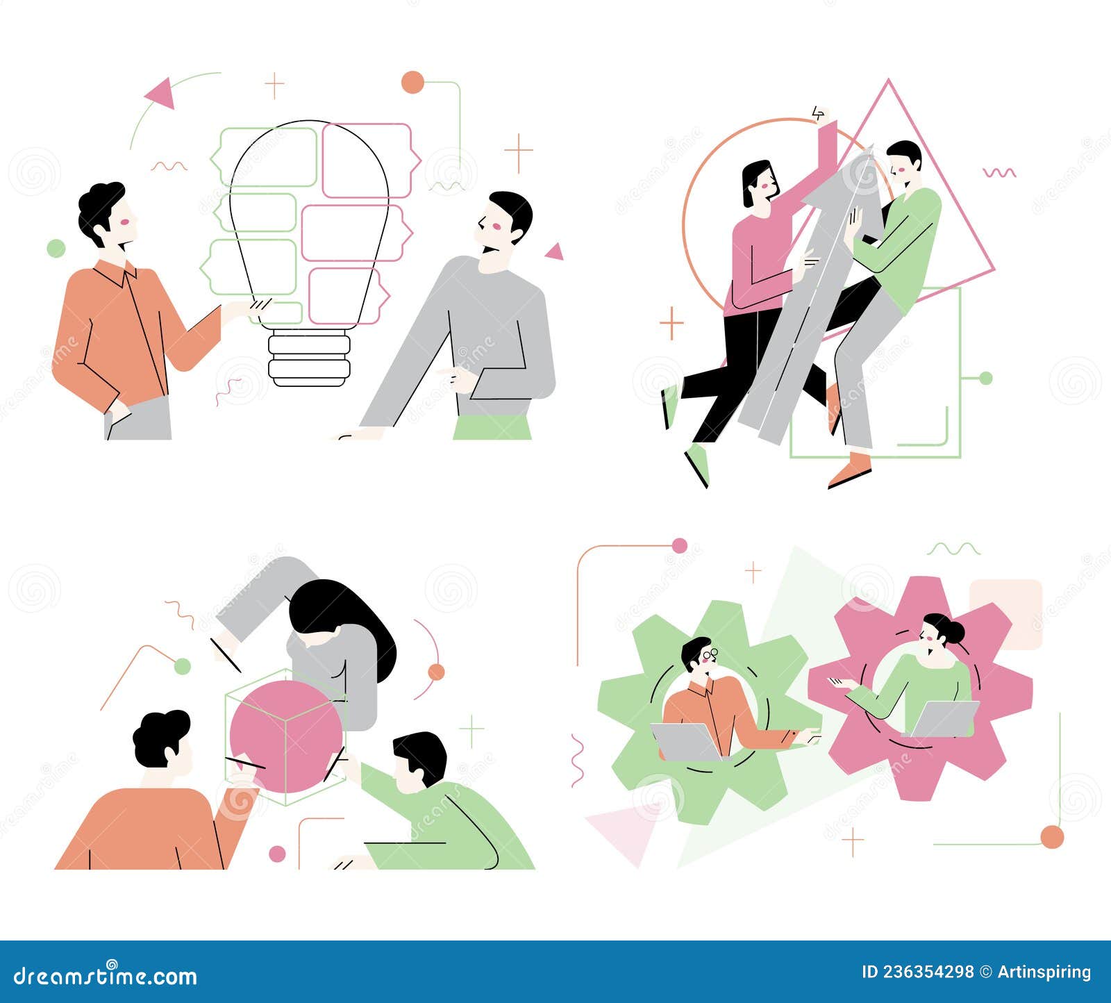 Business Synergy Concept Set. Collaboration and Teamwork Stock Vector ...