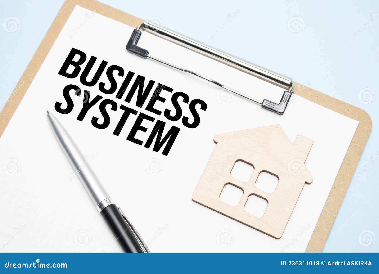 Business System Concept. Red Dice and Notebook on a Blue Background ...