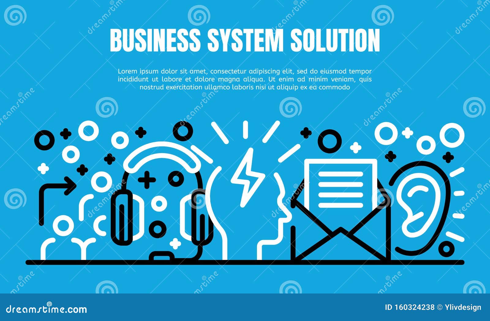 Business System Solution Banner, Outline Style Stock Vector ...