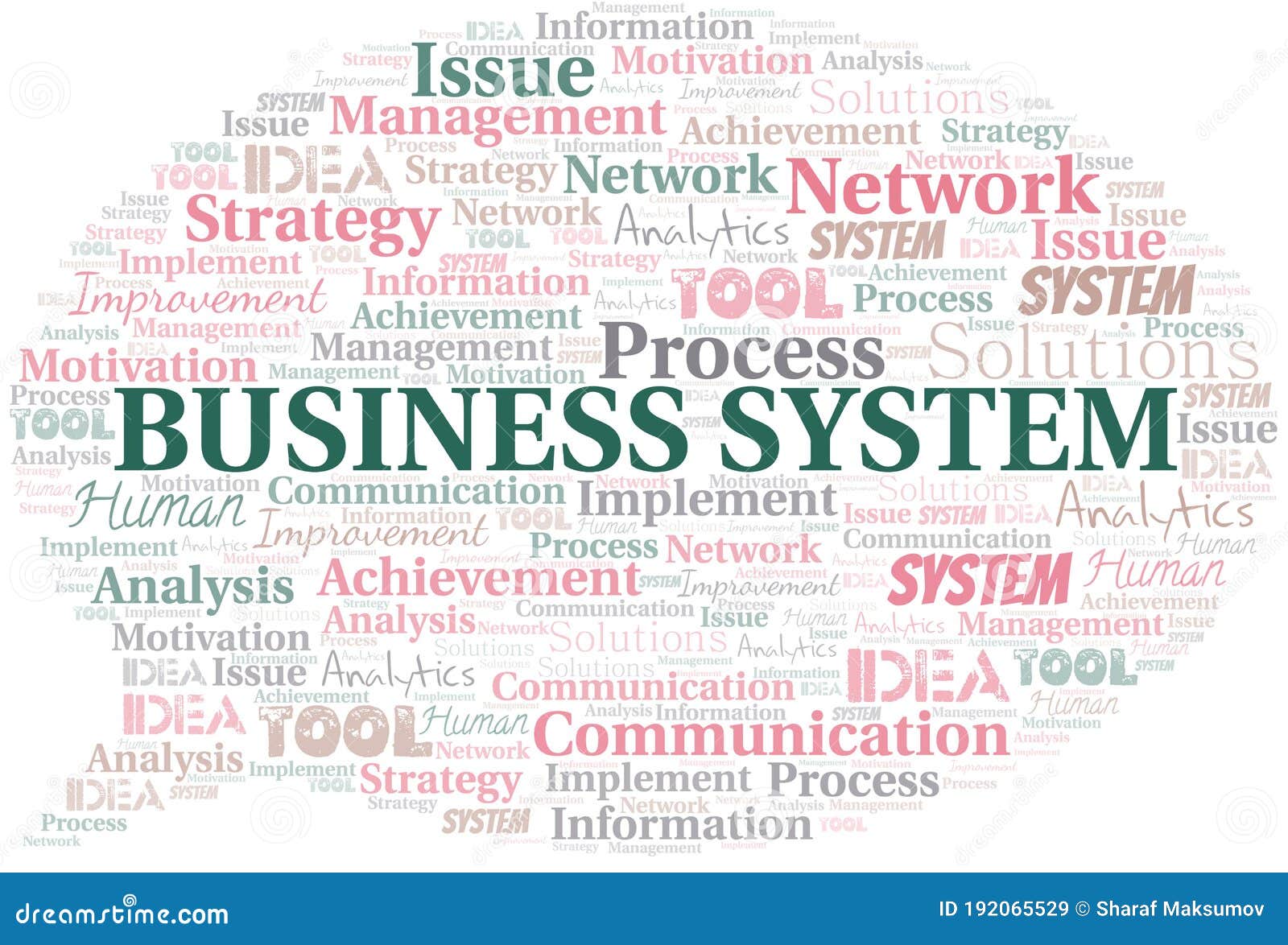 Business System Typography Vector Word Cloud. Stock Vector ...