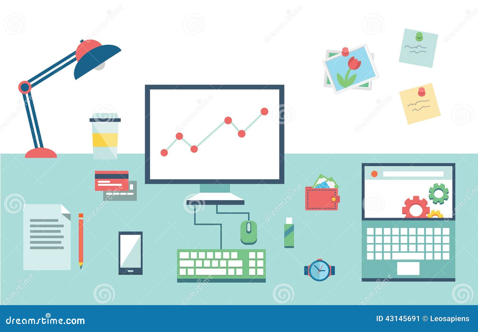 Business Table Layout stock illustration. Illustration of network ...