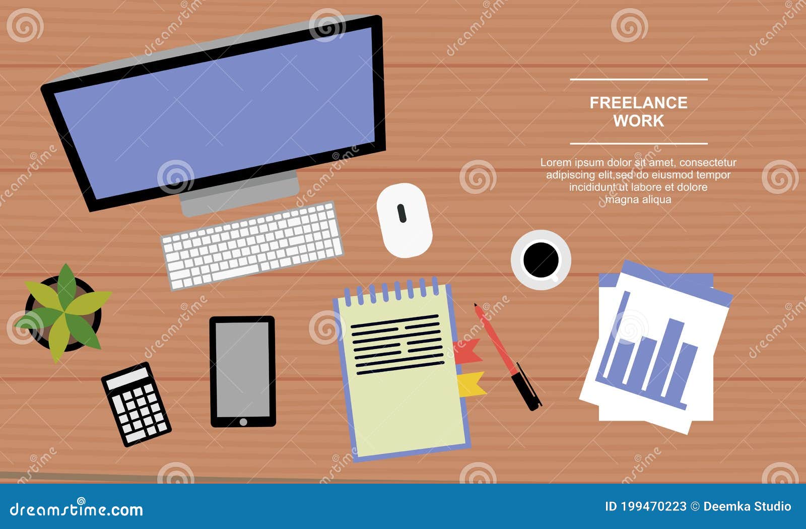 A Business Table Top View. Work in a Team. Objects Lying on a Wooden ...