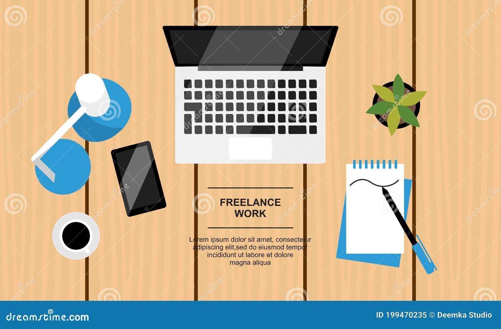 A Business Table Top View. Work in a Team. Objects Lying on a Wooden ...