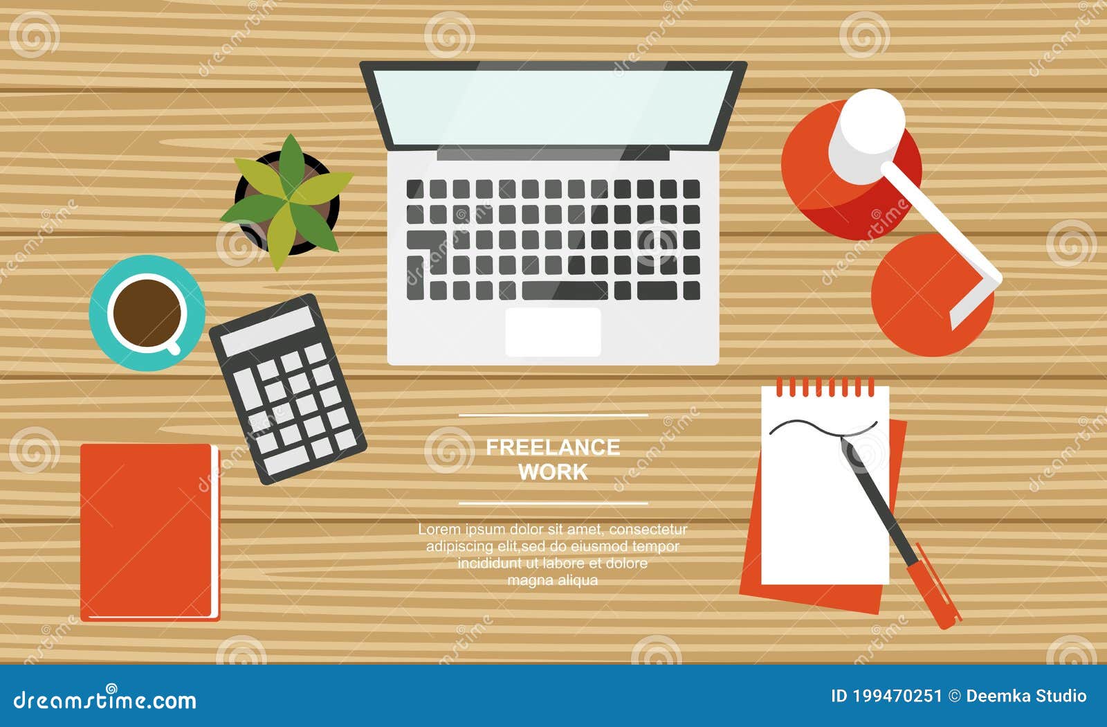 A Business Table Top View. Work in a Team. Objects Lying on a Wooden ...