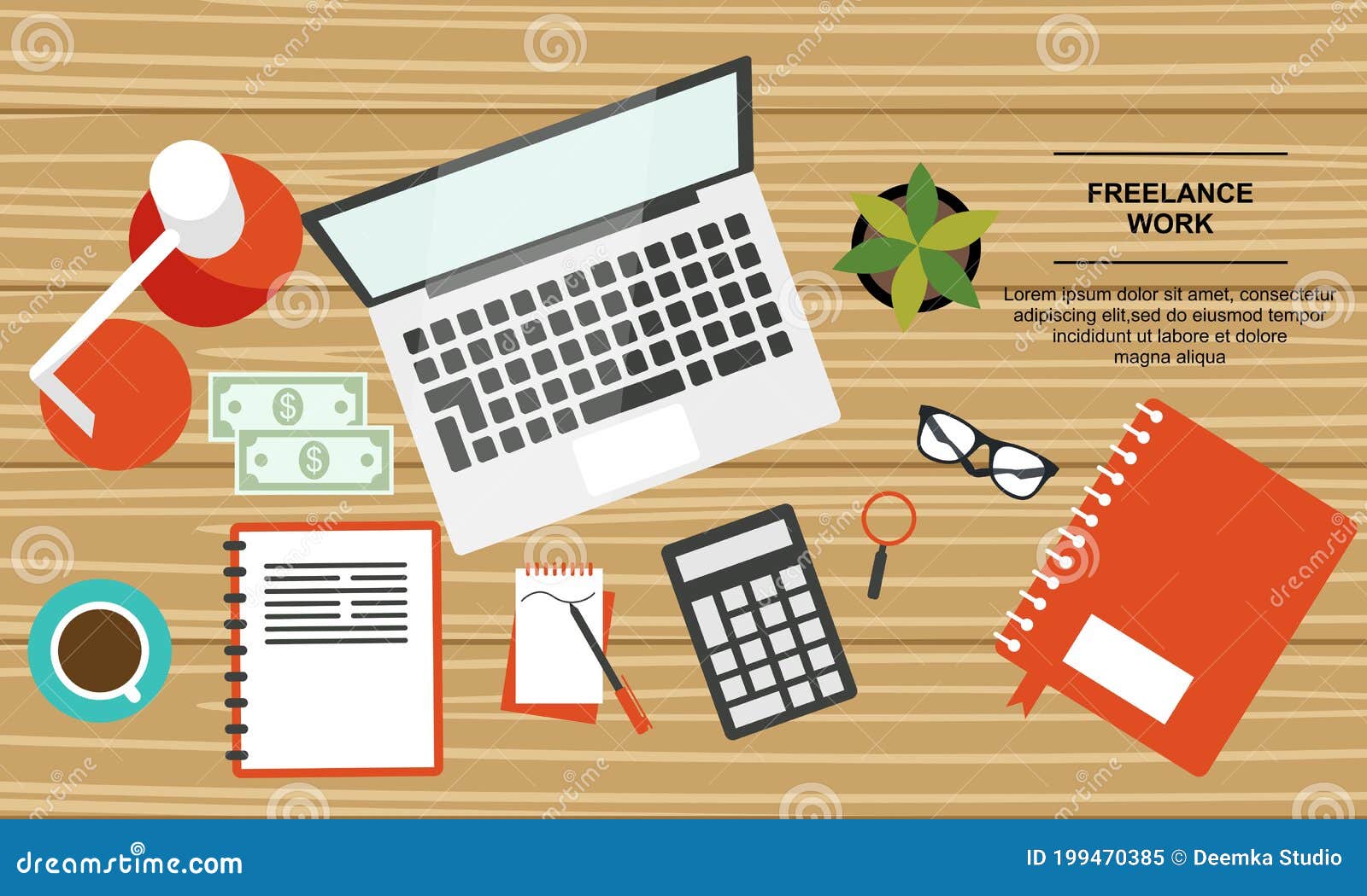 A Business Table Top View. Work in a Team. Objects Lying on a Wooden ...