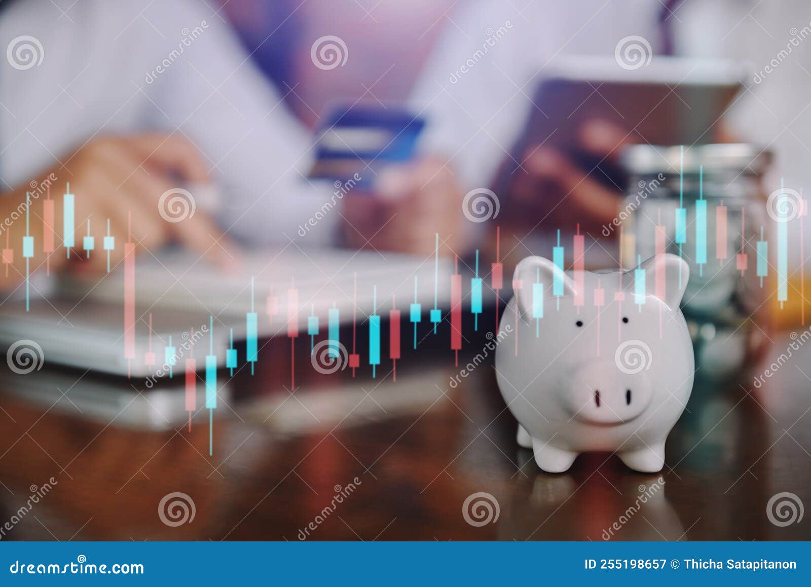 Business Team Think of the Concept of Saving Money Stock Image - Image ...