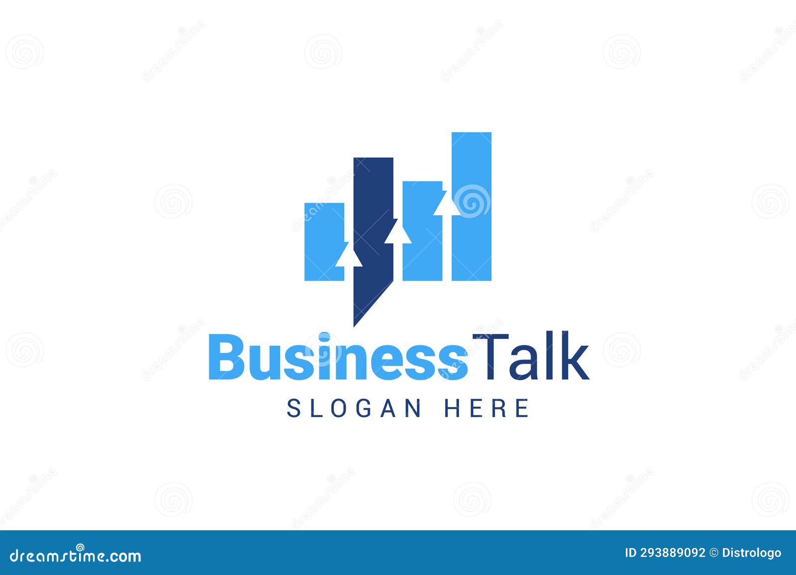 Business Talk and Discussion Logo Design Template. Bar Chart and Arrow ...