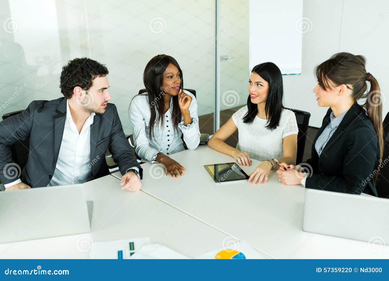 Business Talk while Sitting at a Table and Discussing Results Stock ...