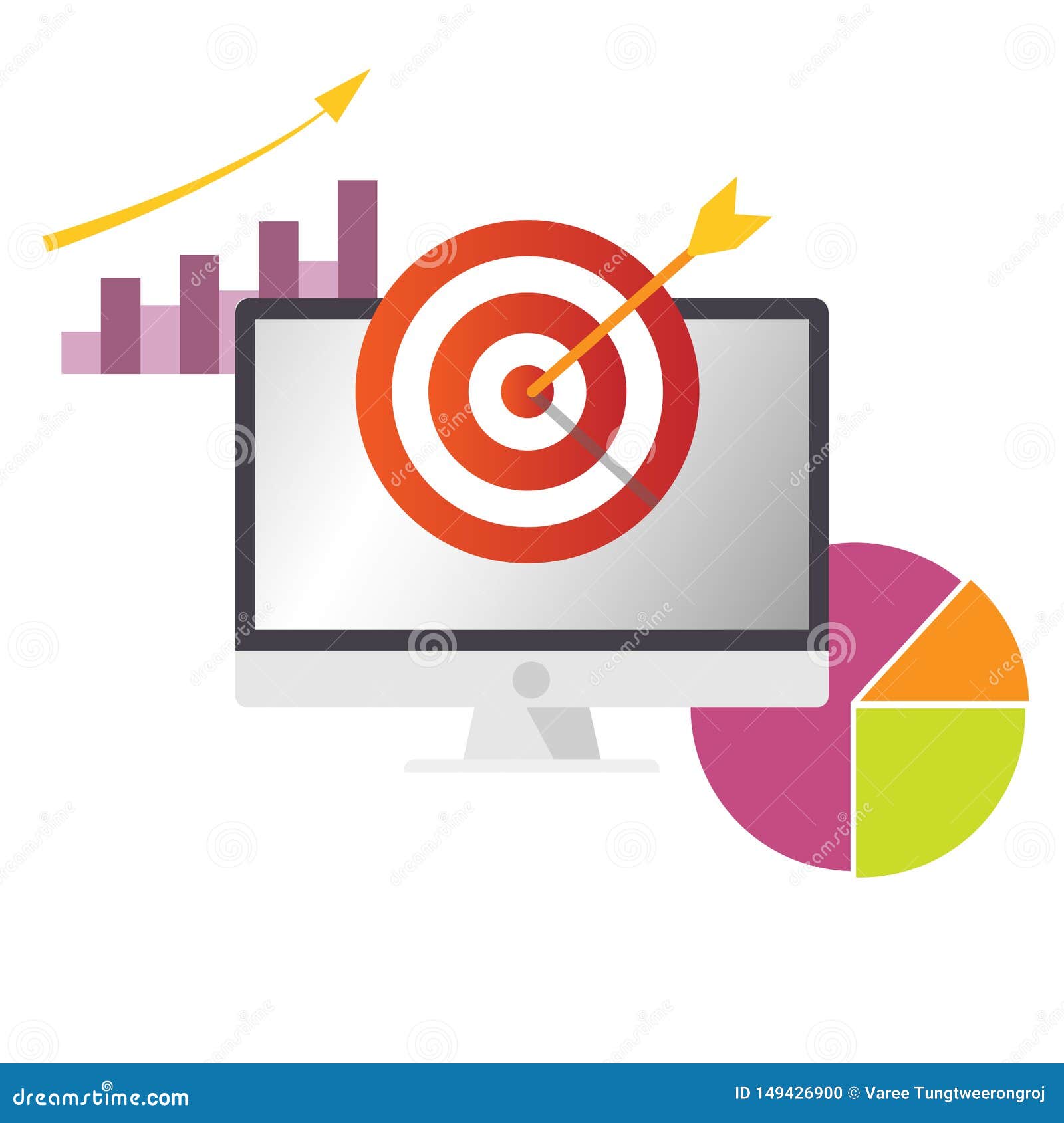 Business Target with Dashborad and Chart Increasing Stock Vector ...