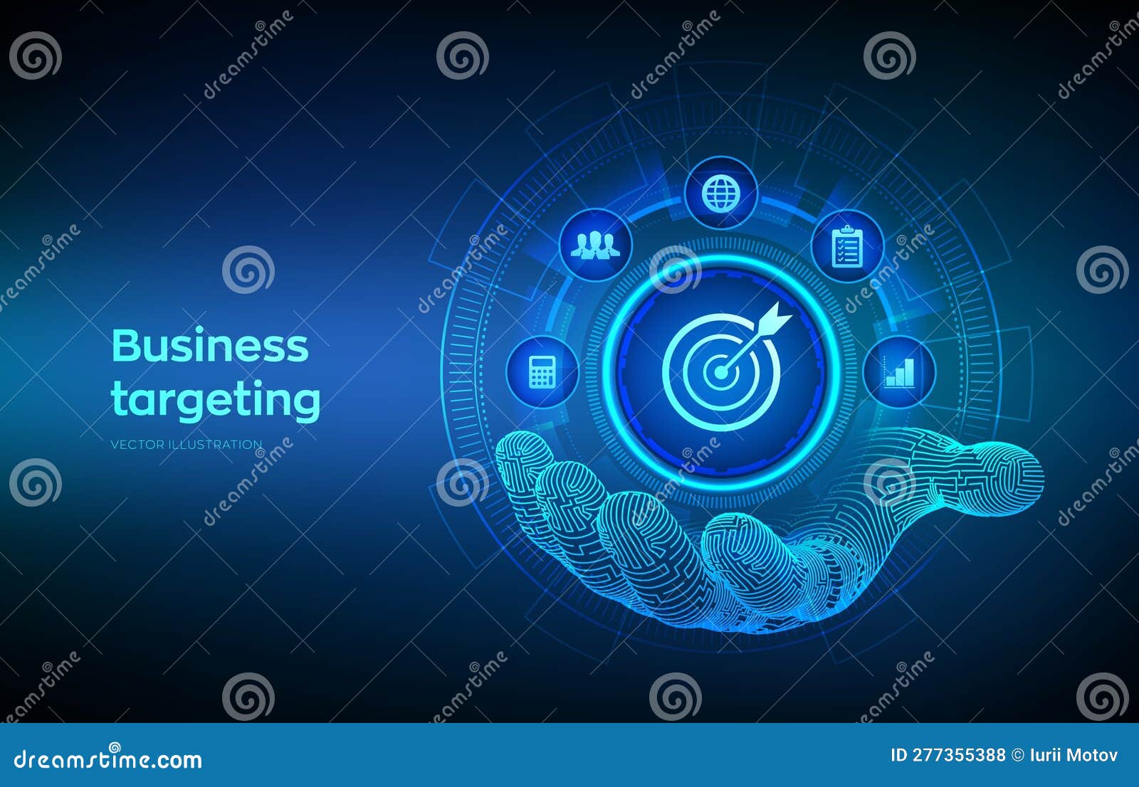 Business Targetting Icon In Robotic Hand. Planning Development ...