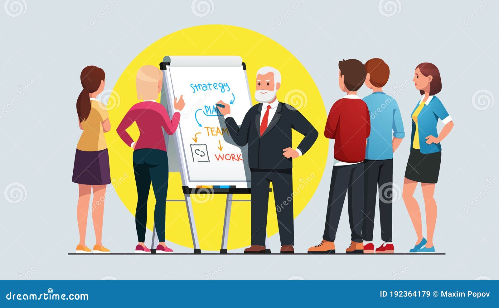 Business Teacher Explaining Work Process To Class Stock Vector ...