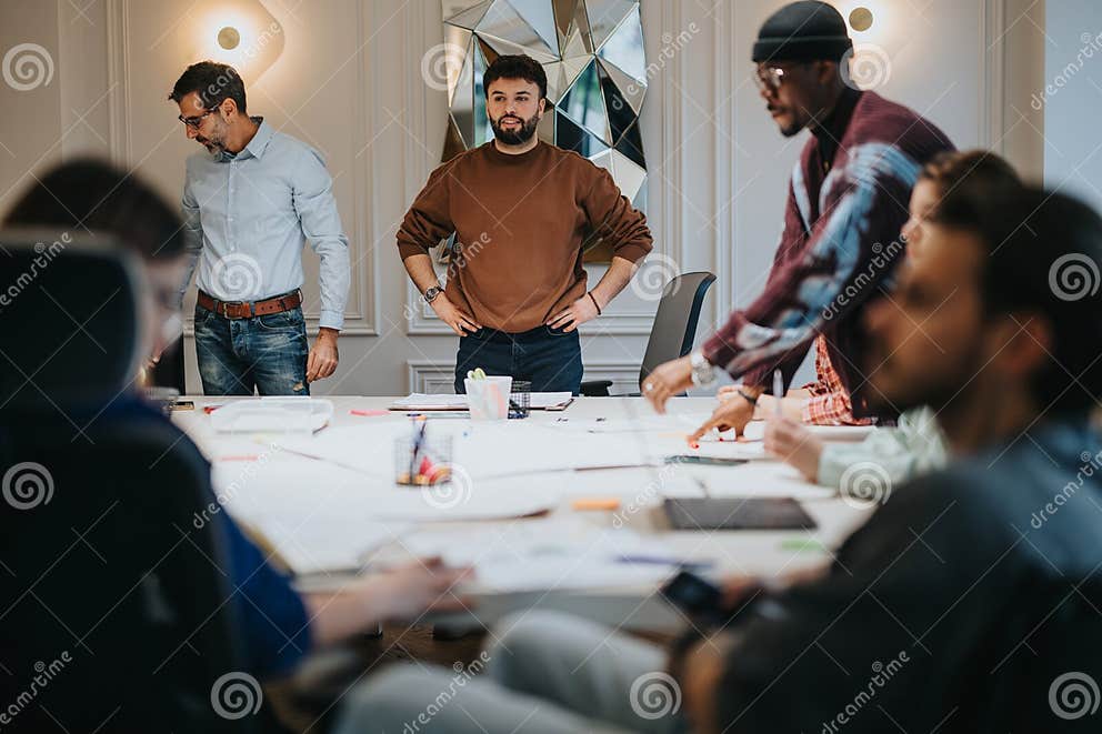 Business Team Actively Engaged in a Workshop, Collaborating Over ...