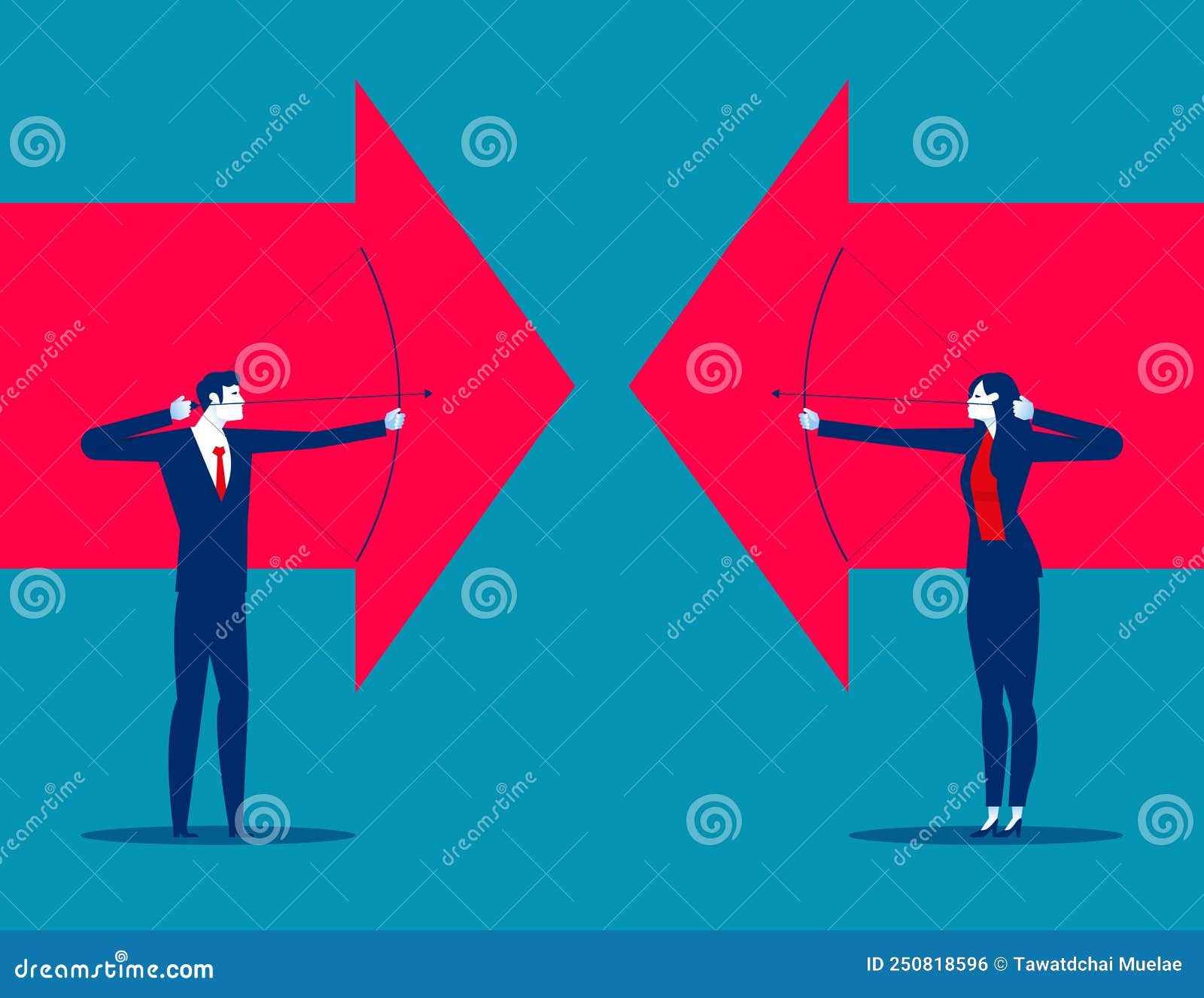 Business Team Aiming Bow Arrows Together. Business Partnership Concept ...