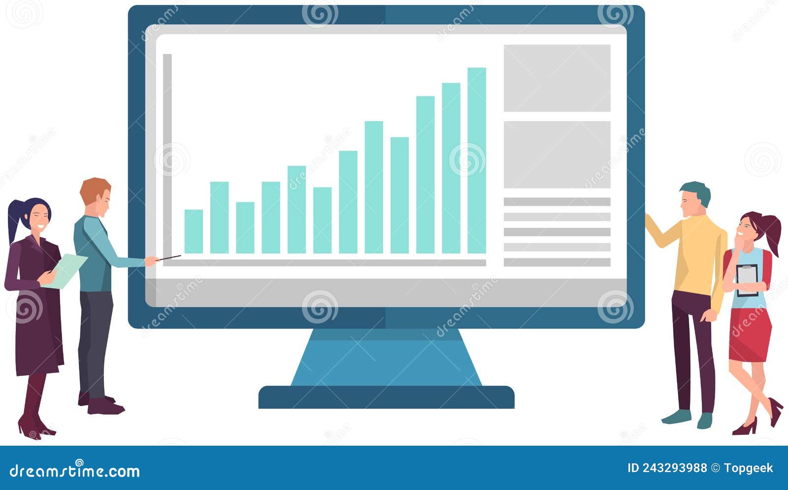 Business Team Analyse Reports, Diagram on Monitor. Analytics ...
