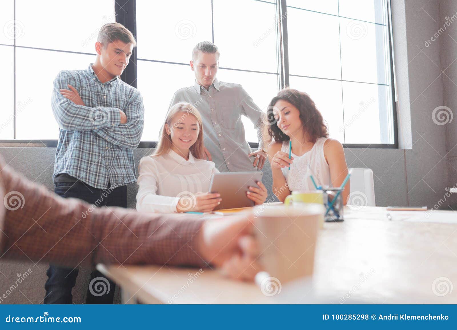 Office Workers Discuss Further Development of the Company Stock Photo ...