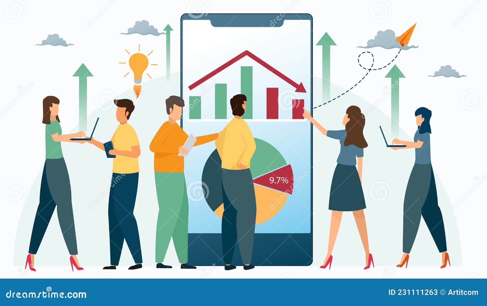 Business Team are Analyzing and Processing Economic Crises and Business ...