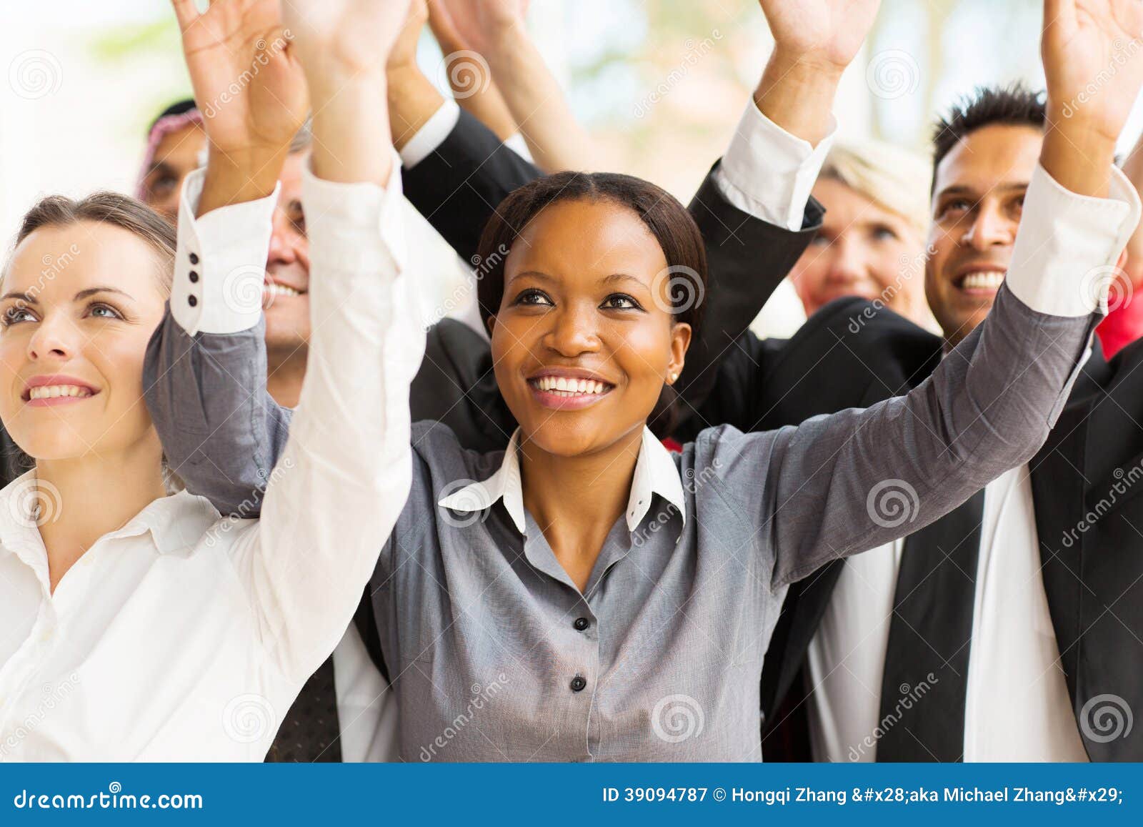 Business team arms up stock image. Image of looking, happy - 39094787