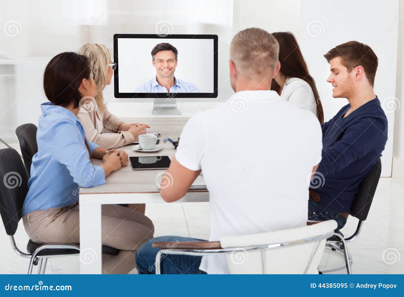 Business Team Attending Video Conference Stock Image - Image of ...