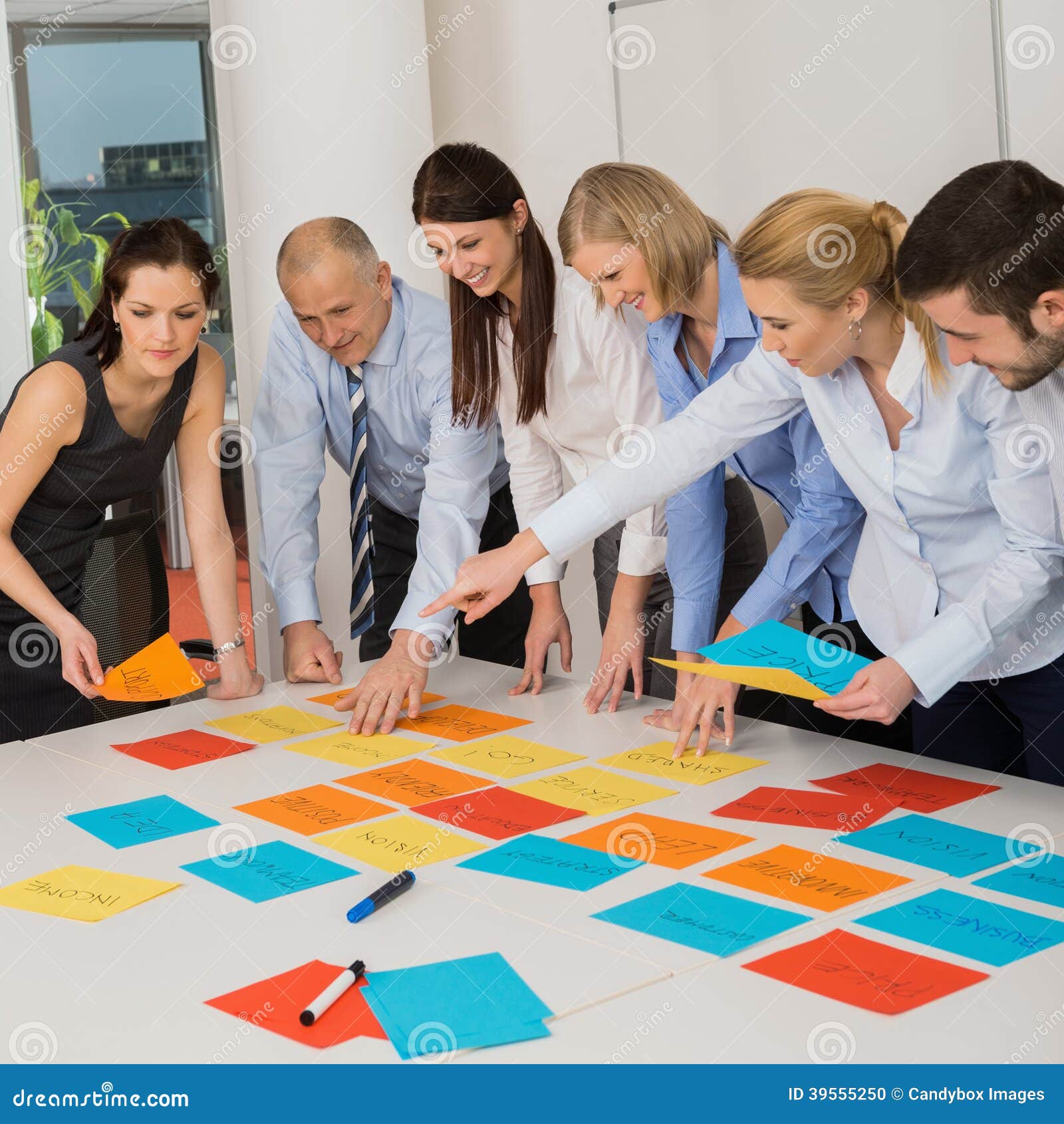 Business Team Brainstorming Using Color Labels Stock Photo - Image of ...