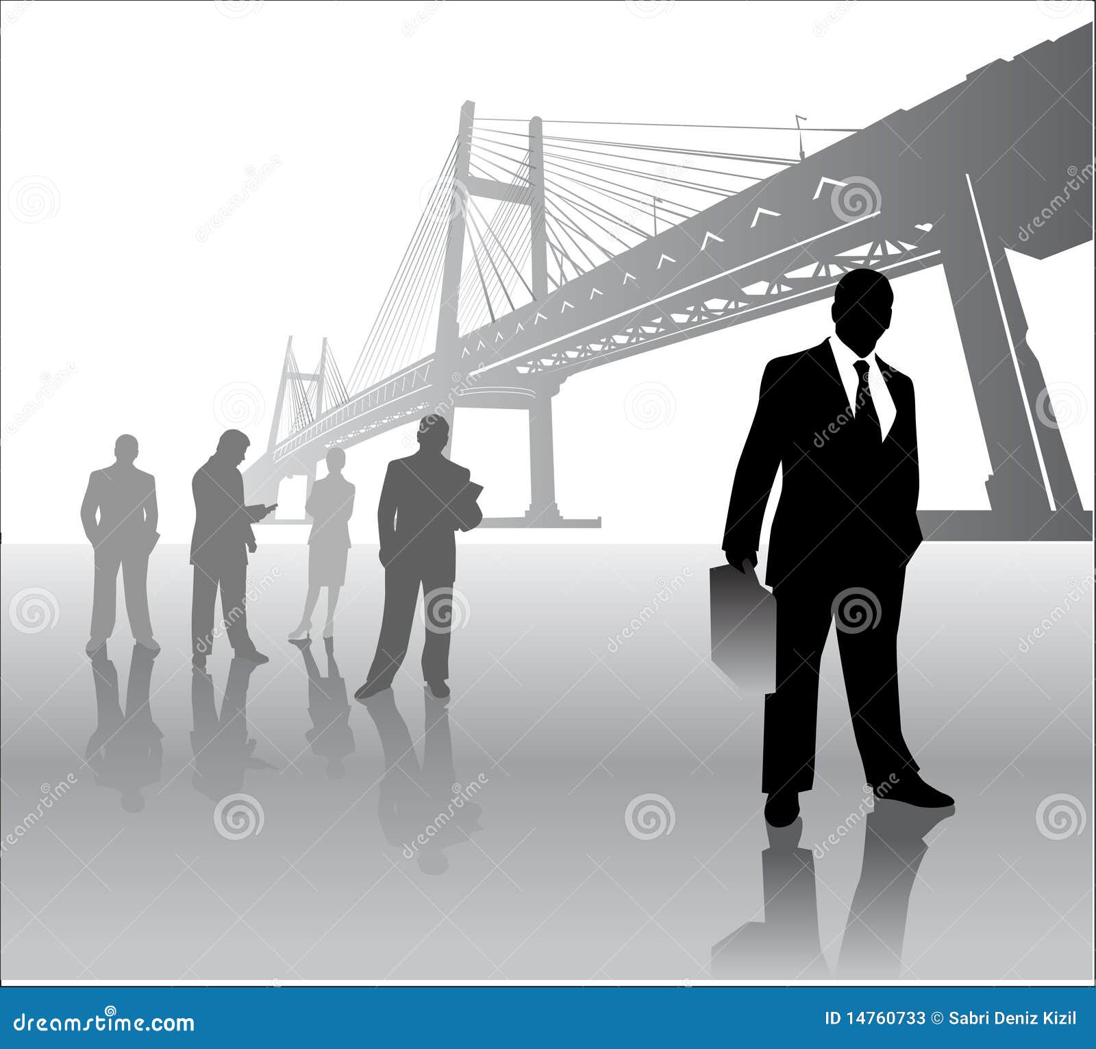 Business team with bridge stock vector. Illustration of people - 14760733