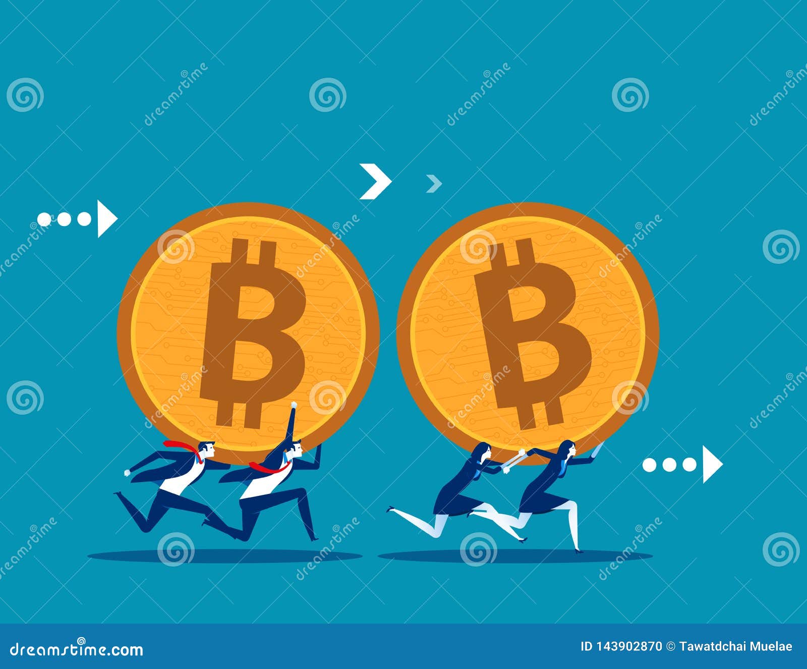 Business Team Carrying Bitcoin. Concept Business Vector Illustration ...