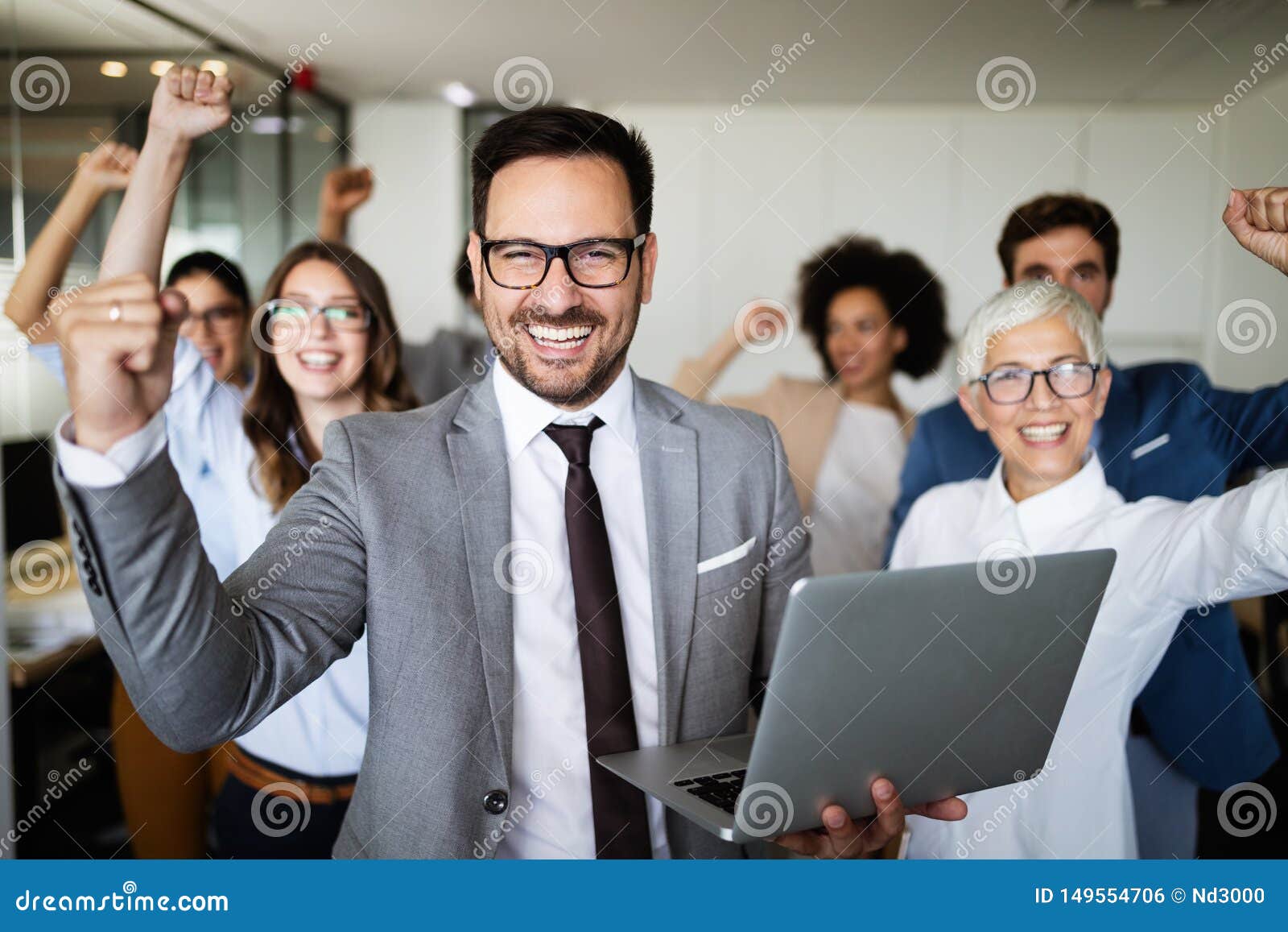 Business Team Celebrating a Good Job in the Office Stock Photo - Image ...