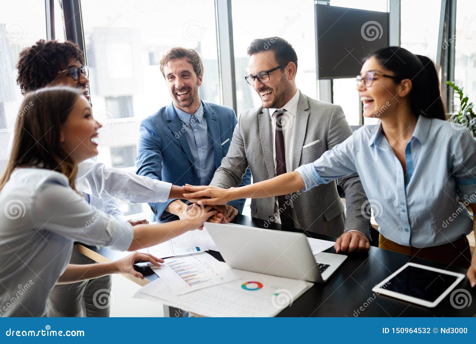 Business Team Celebrating a Good Job in the Office Stock Photo - Image ...