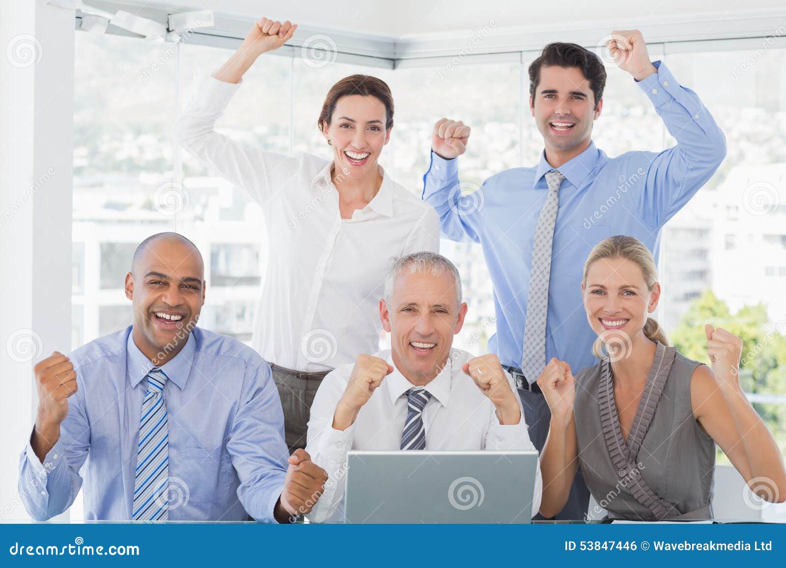 Business Team Celebrating a Good Job Stock Photo - Image of clipboard ...