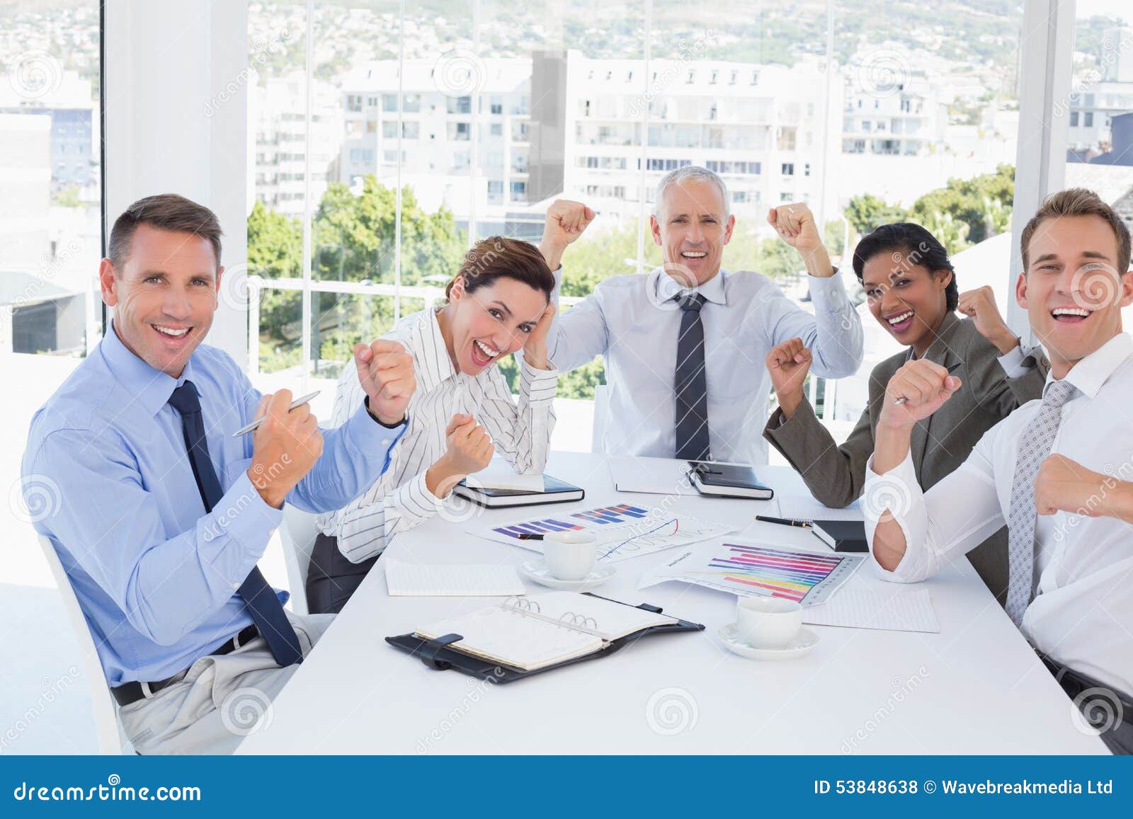 Business Team Celebrating a Good Job Stock Photo - Image of five ...