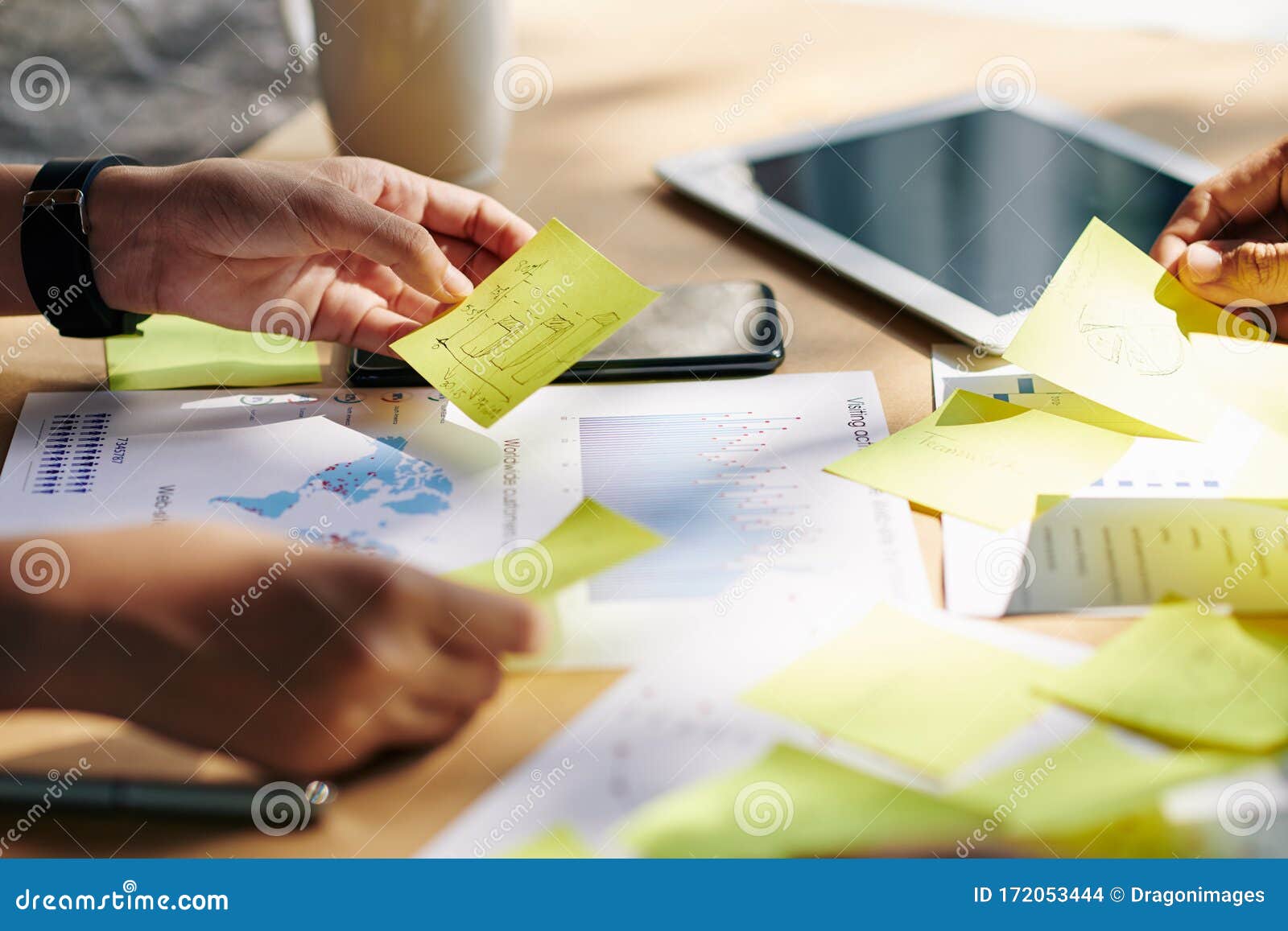 Business Team Checking Stickers with Ideas Stock Photo - Image of adult ...