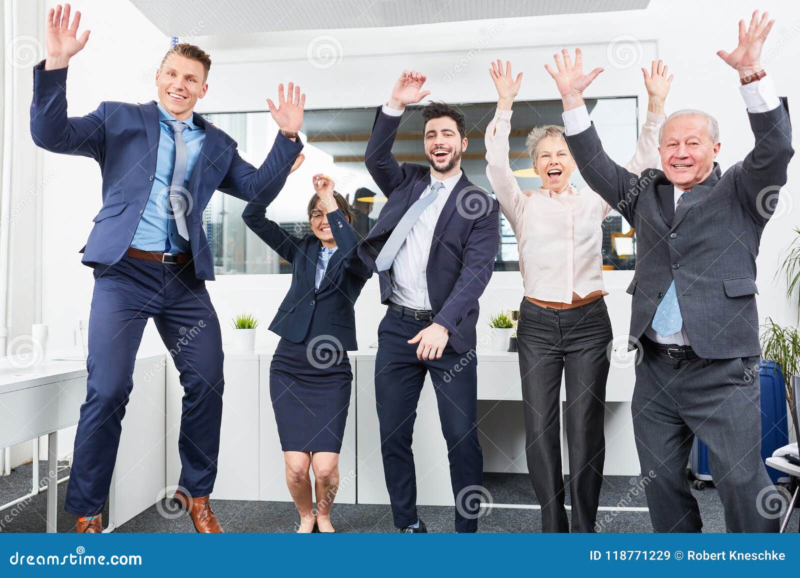 Business Team Cheering with Joy Stock Image - Image of manager ...