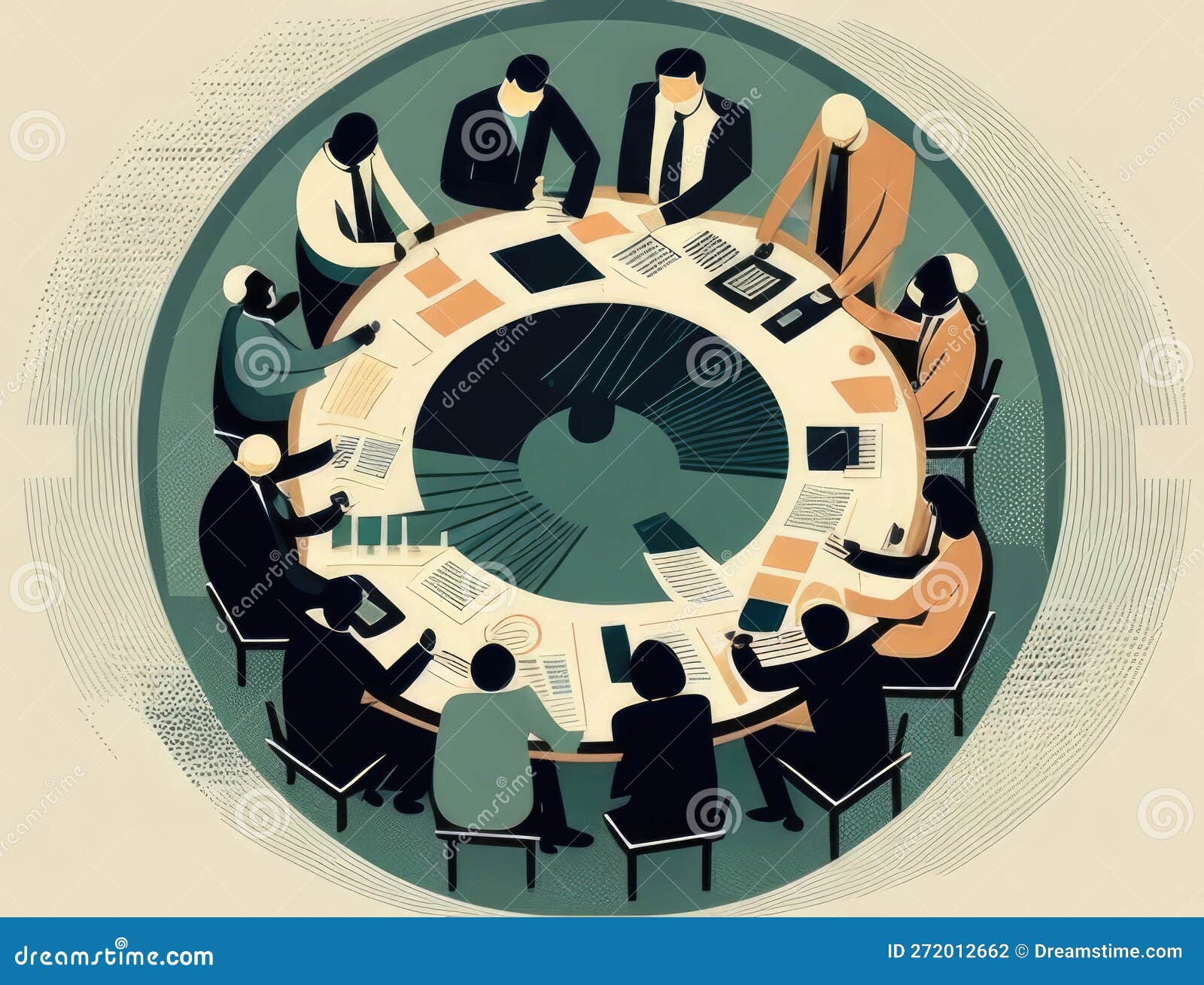 A Business Team in a Circle Collaborating and Discussing Strategy. AI ...
