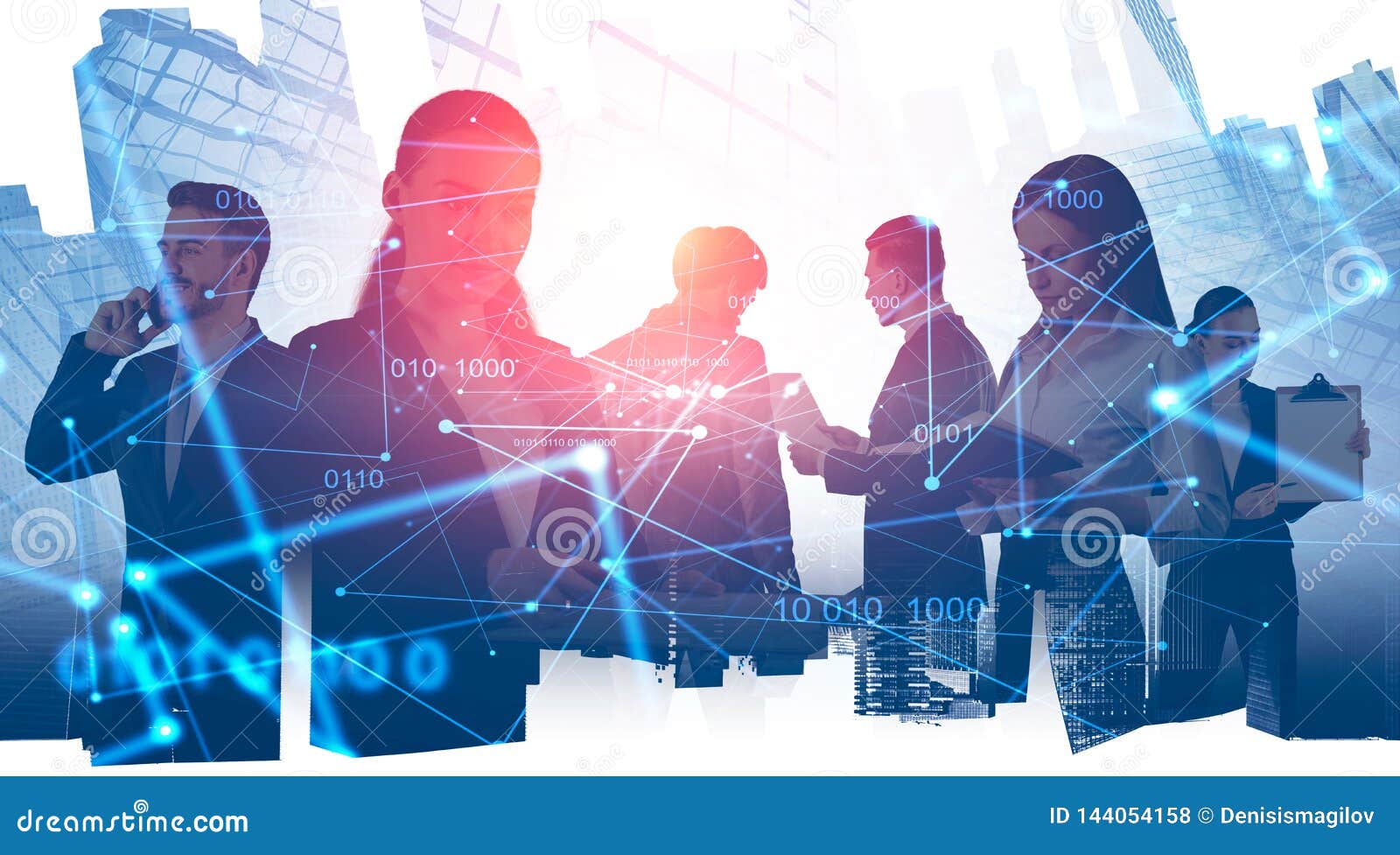 Business Team in City, Digital Interface Stock Photo - Image of ...