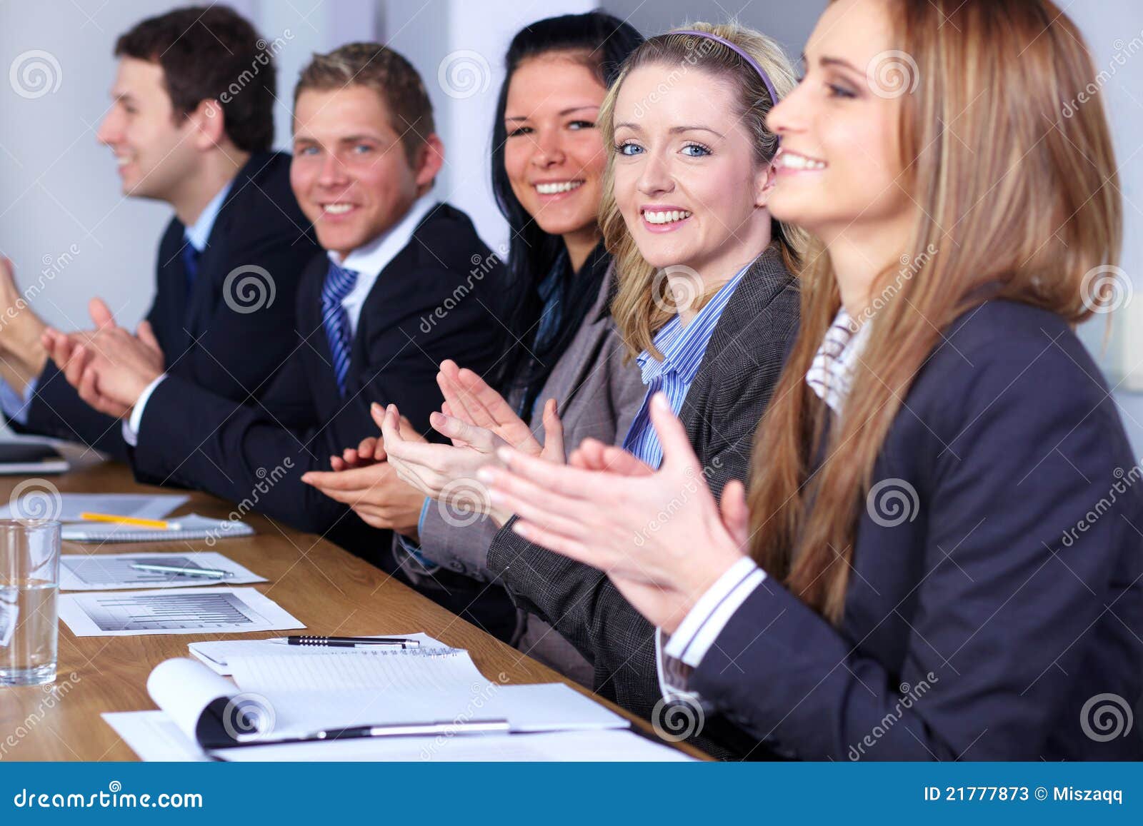 Business Team Clapping Hands during Meeting Stock Image - Image of ...