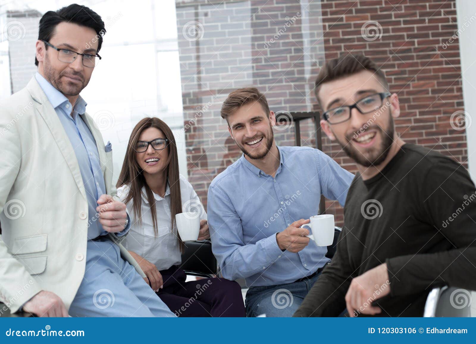 Business Team in the Coffee Break in the Workplace Stock Photo - Image ...