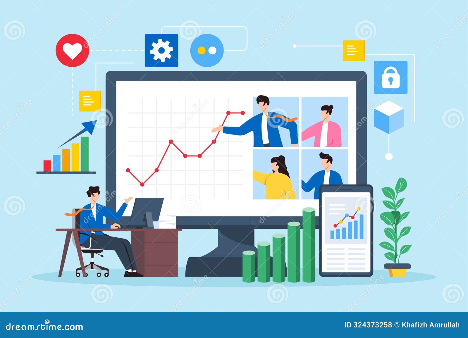 Business Team Collaborating in Virtual Workspace Concept Remote Work ...