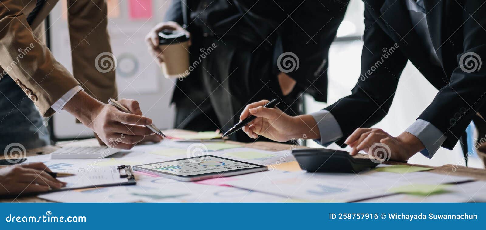 Business Team Collaboration Discussing Working Analyzing with Financial ...