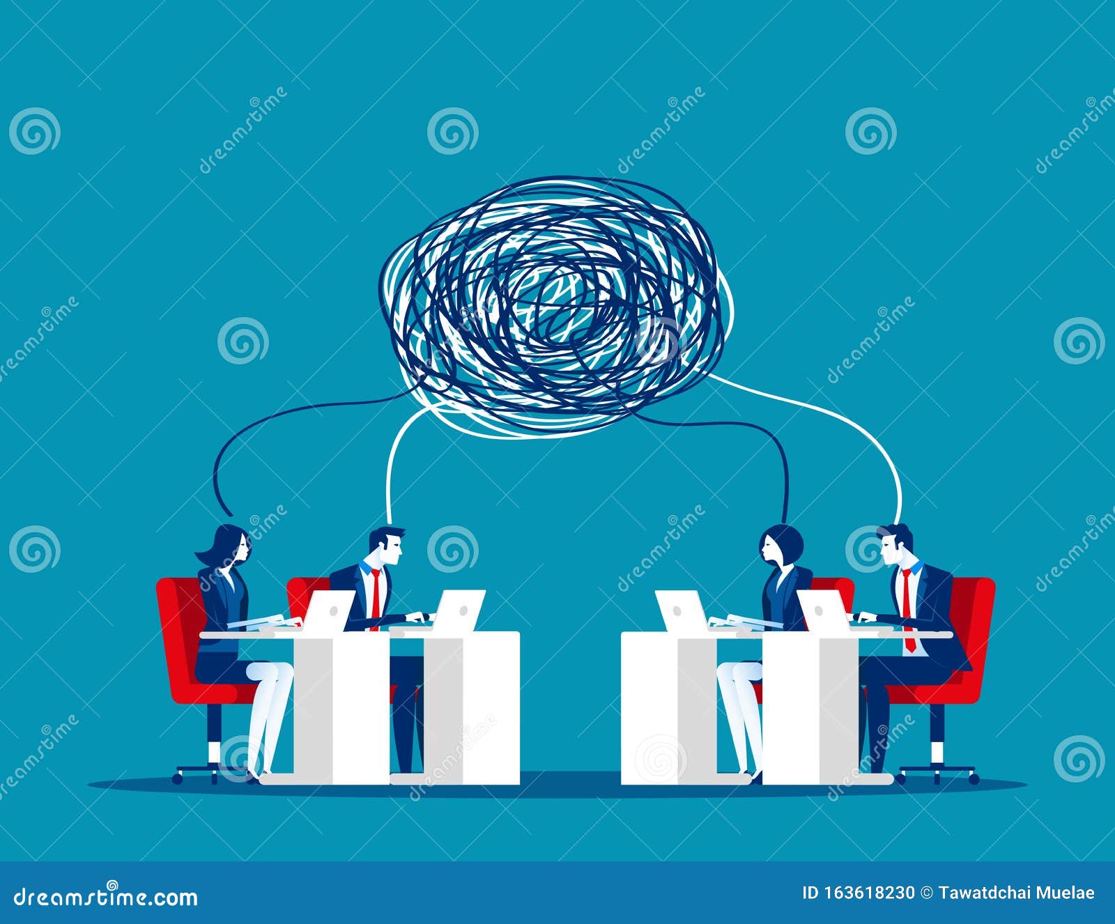 Business Team with Complex Communication. Concept Business Vector ...