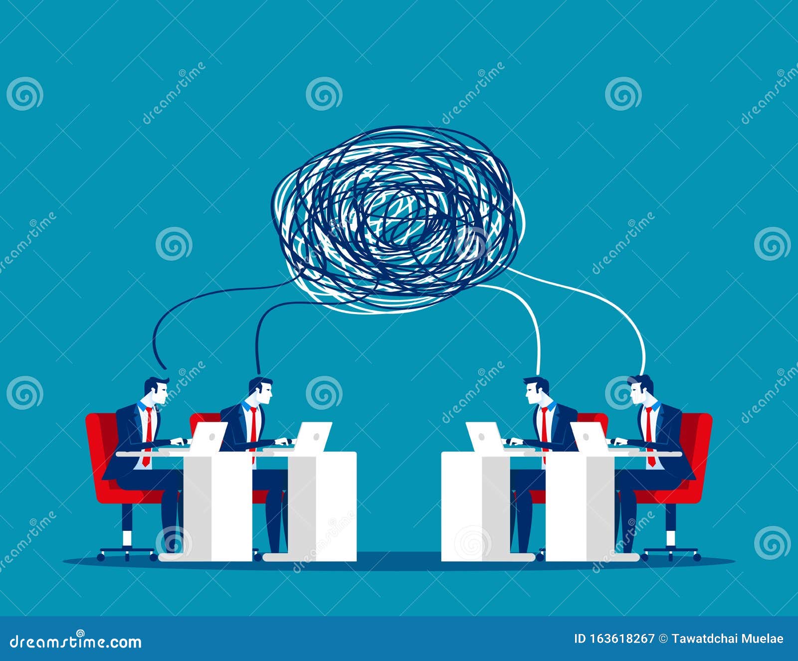 Business Team with Complex Communication. Concept Business Vector ...