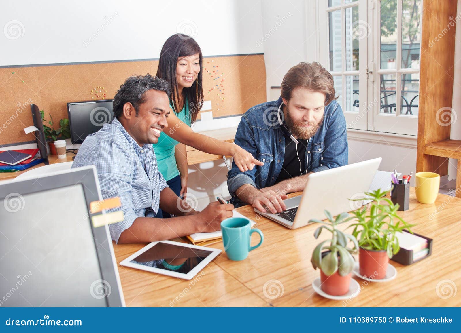 Business Team with Computer Stock Photo - Image of sharing, coworking ...