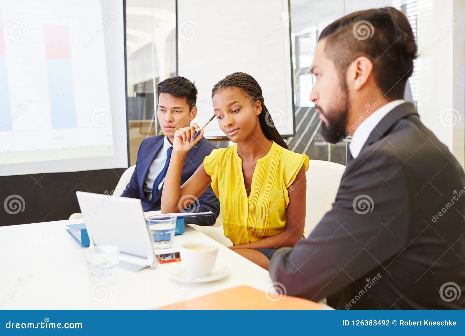 Business Team with Computer in Communication Training Stock Photo ...