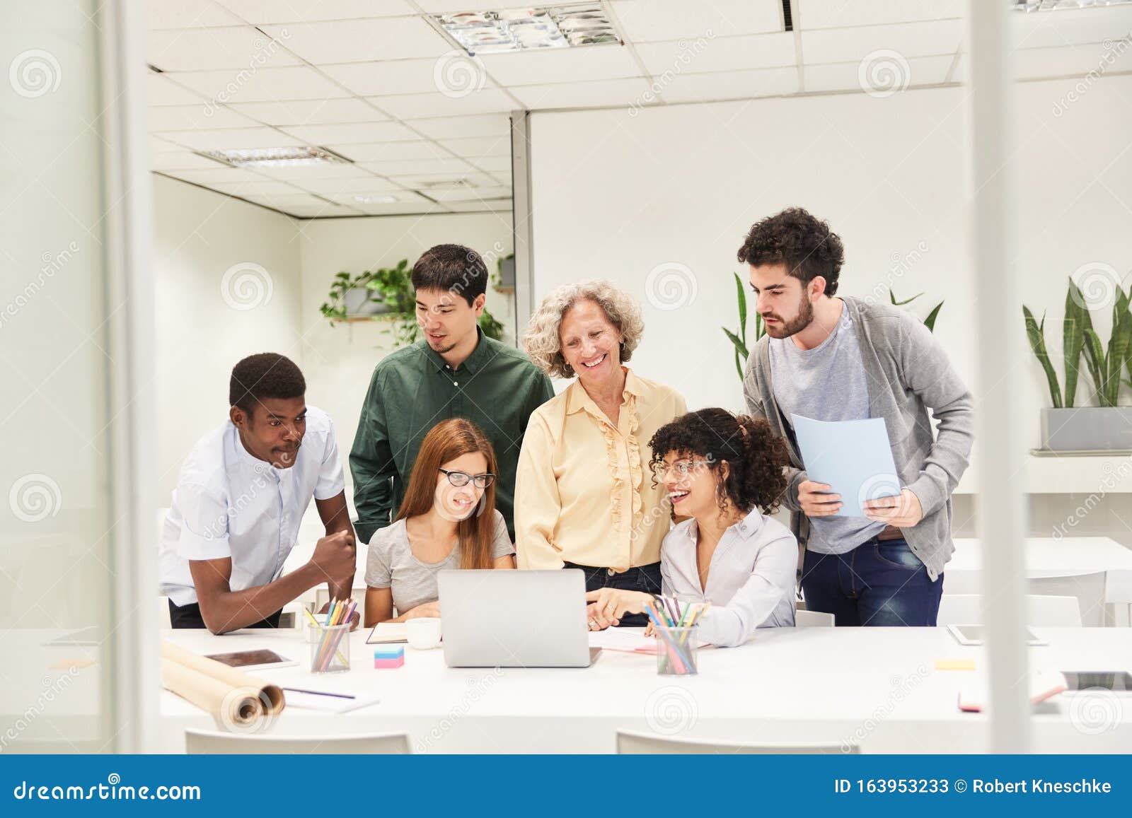 Business Team at the Computer during Project Planning Stock Image ...